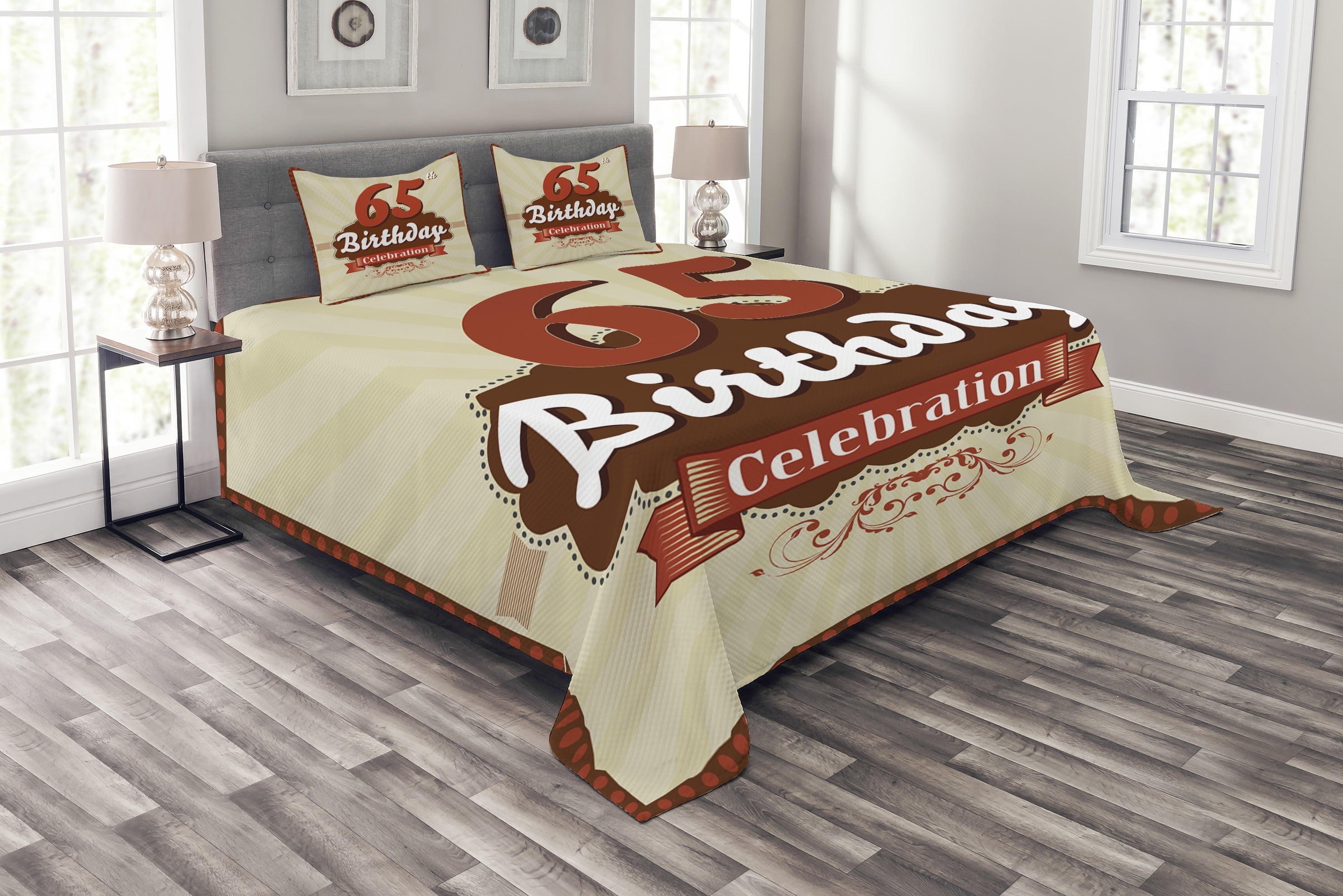 Ambesonne Retro Quilted Bedspread Set 3 Pcs, Spring Floral Details ...