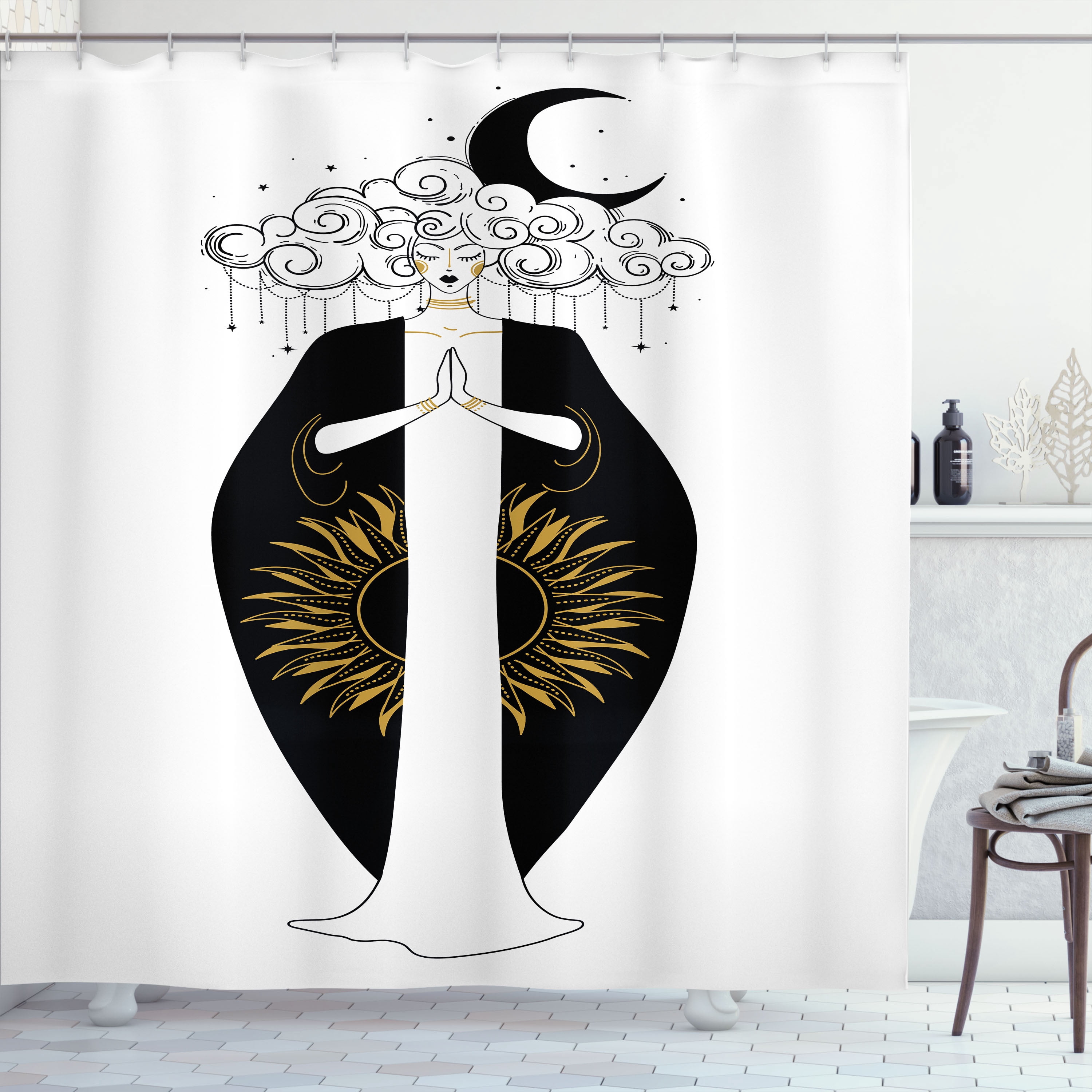 Ambesonne Retro Shower Curtain, Medieval Lady Character Art, 69"Wx75"L ...