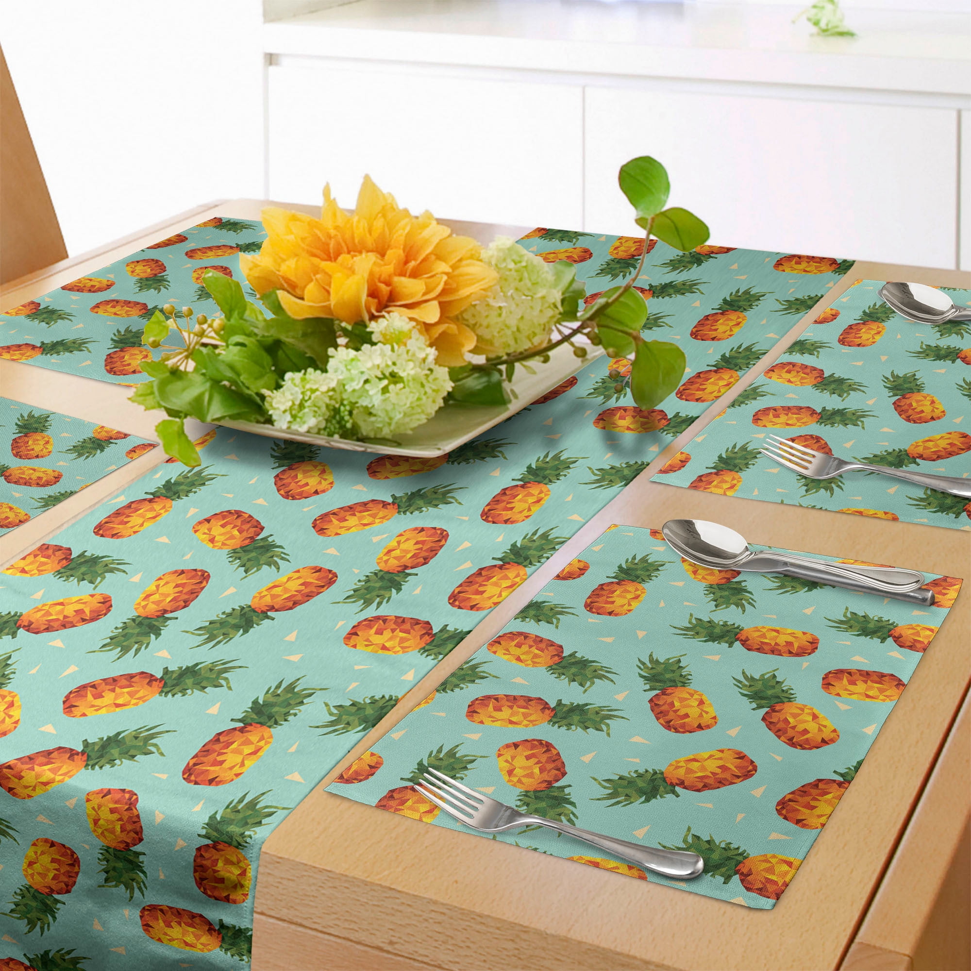 Ambesonne Retro Table Runner & Placemats, Vintage Beach Summer ...