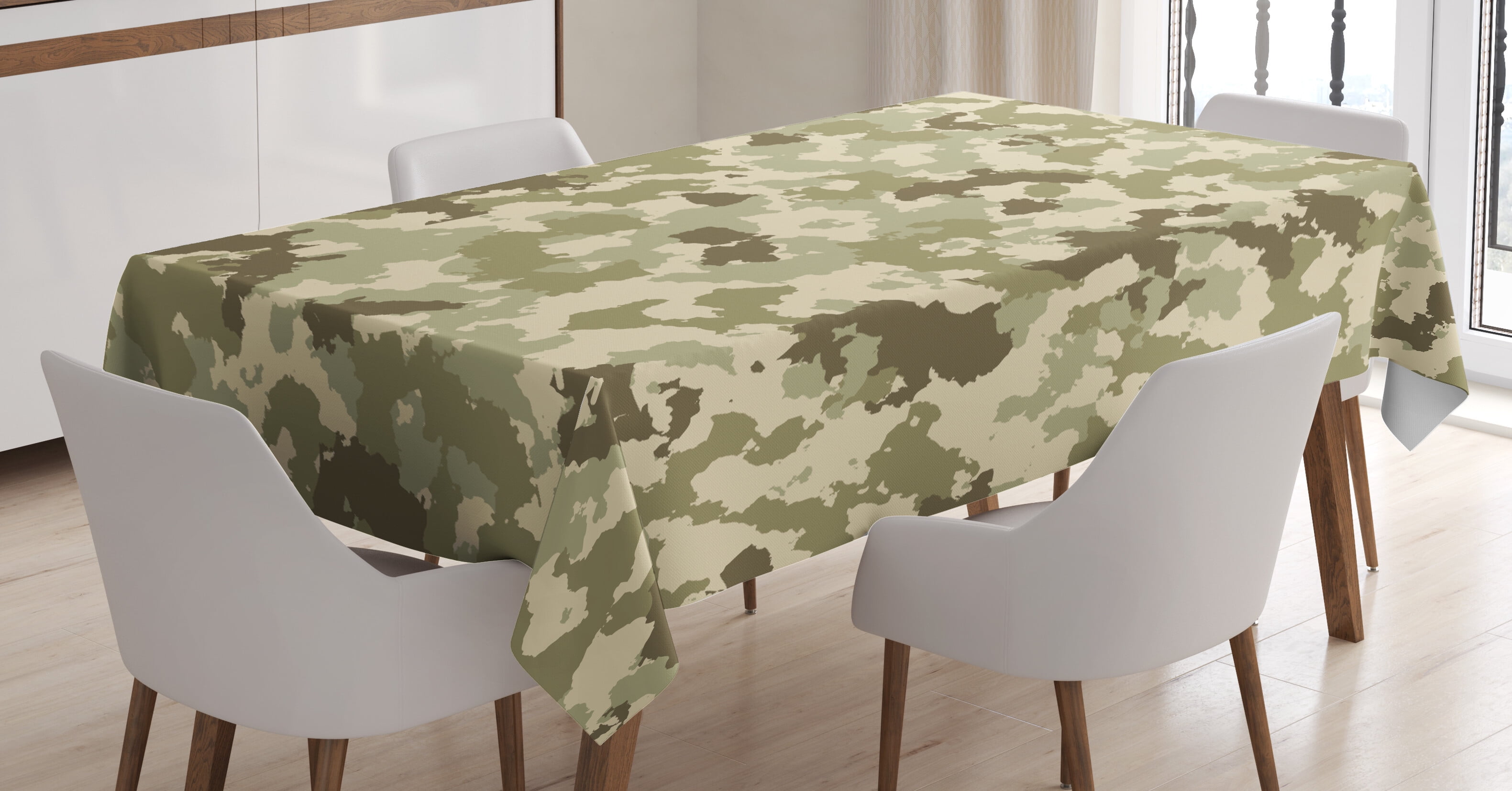 Ambesonne Retro Tablecloth Rectangular Table Cover, Camouflage Survival ...
