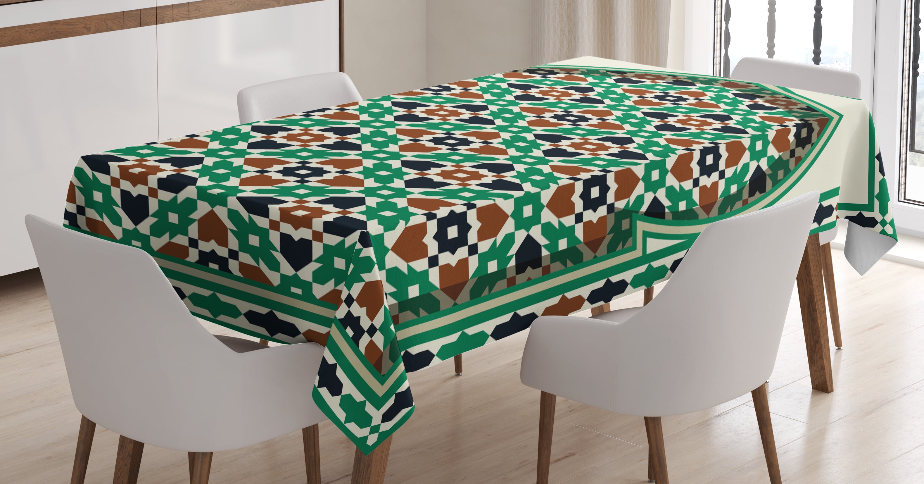Ambesonne Retro Tablecloth Rectangular Table Cover, Moroccan Arch with ...