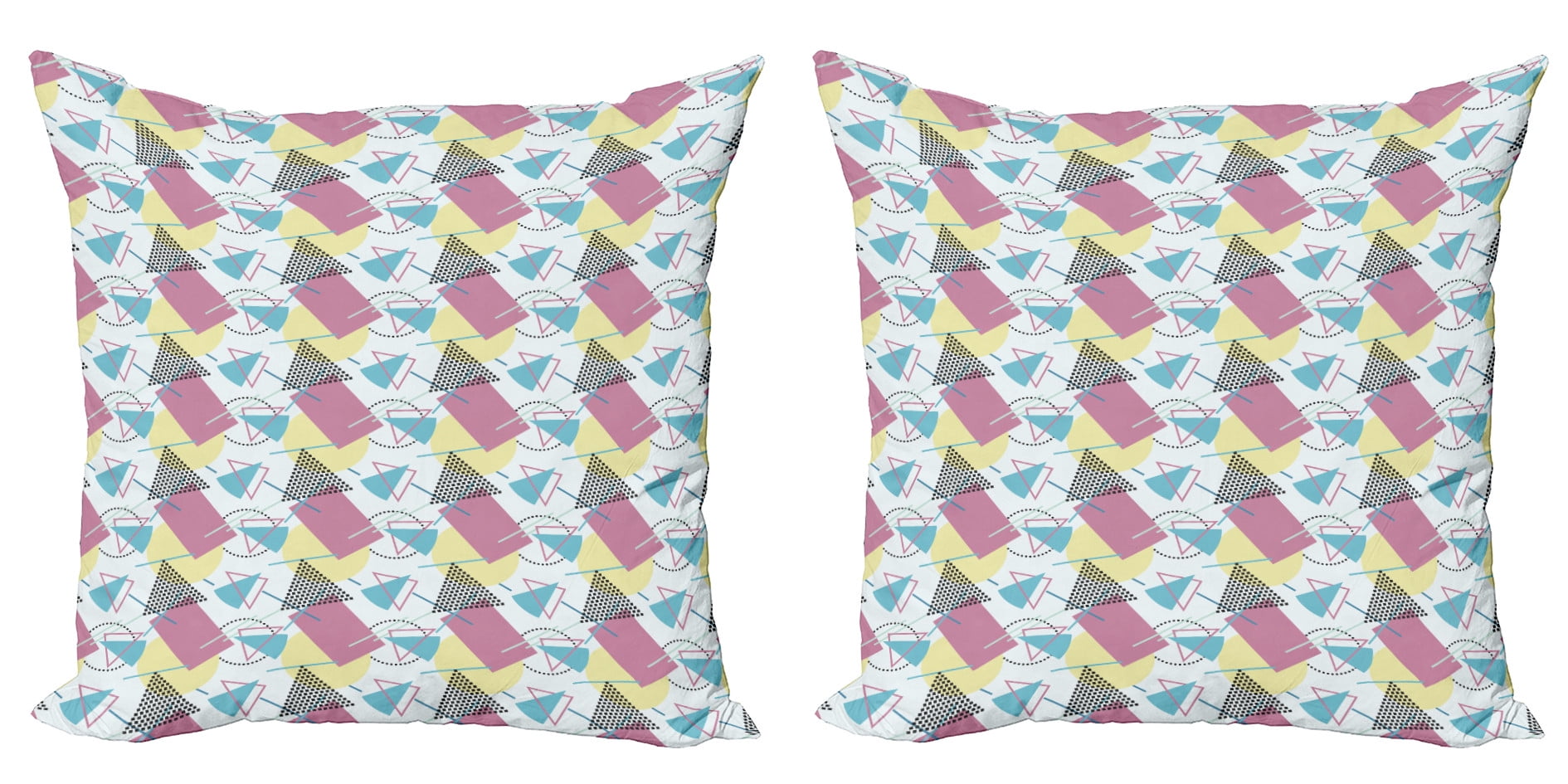 Ambesonne Retro Throw Pillow Cover 2 Pack, Pastel Funky Memphis, 20 ...