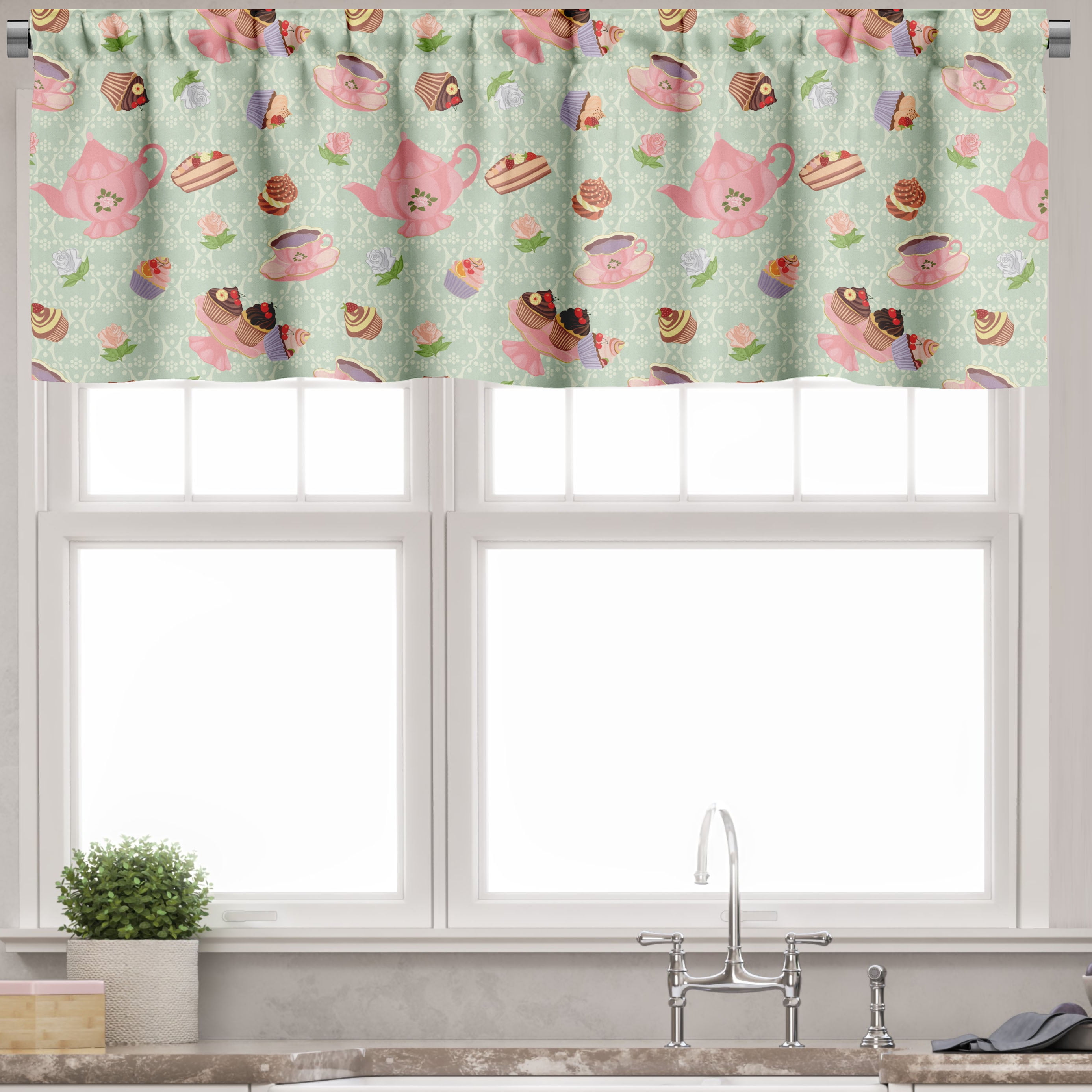 Ambesonne Retro Valance Pack of 2, Royal Themed Tea Time, 54"X12 ...