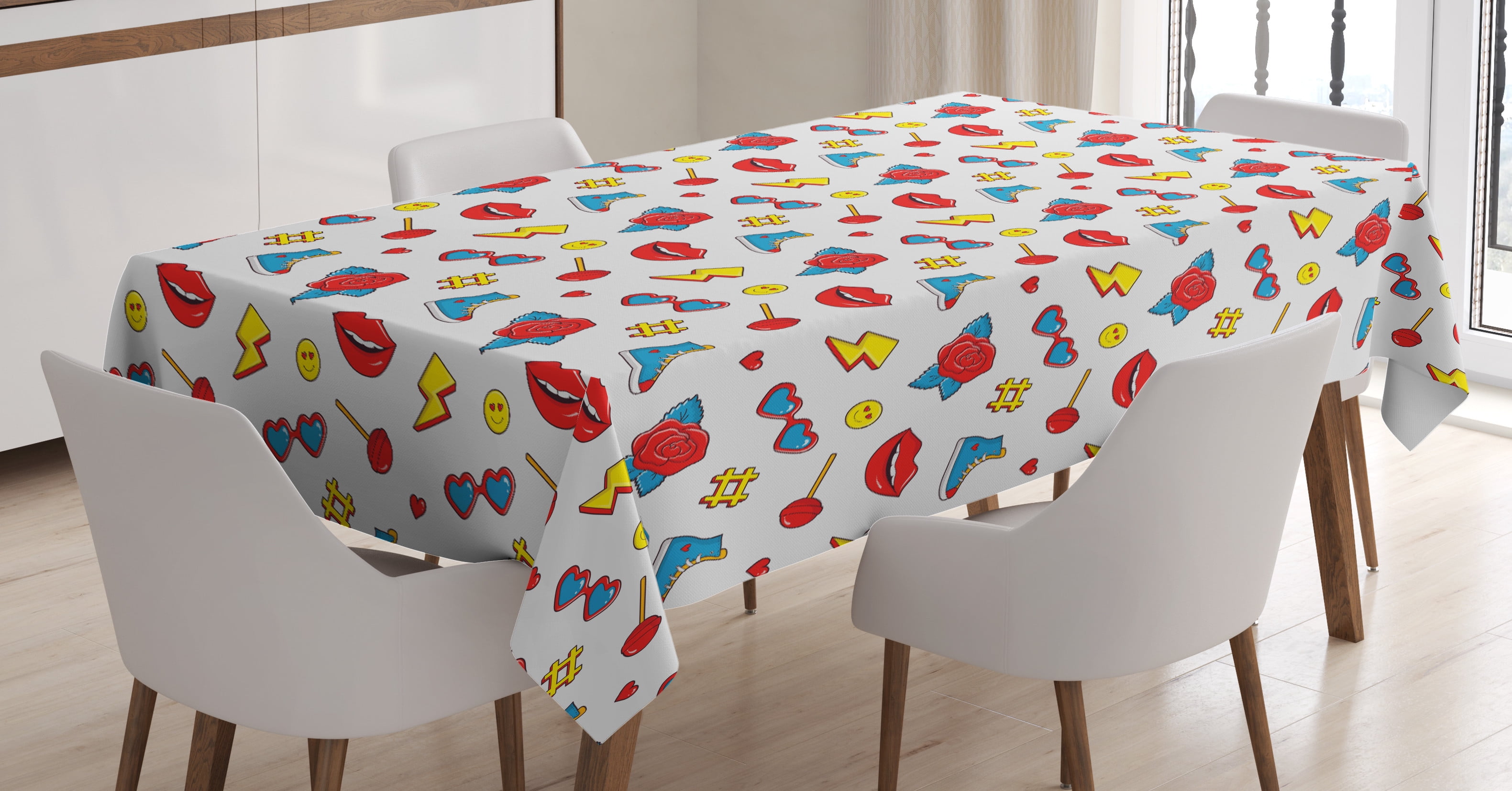 Ambesonne Retro Wave Tablecloth Rectangular Table Cover, Hipster Pop ...