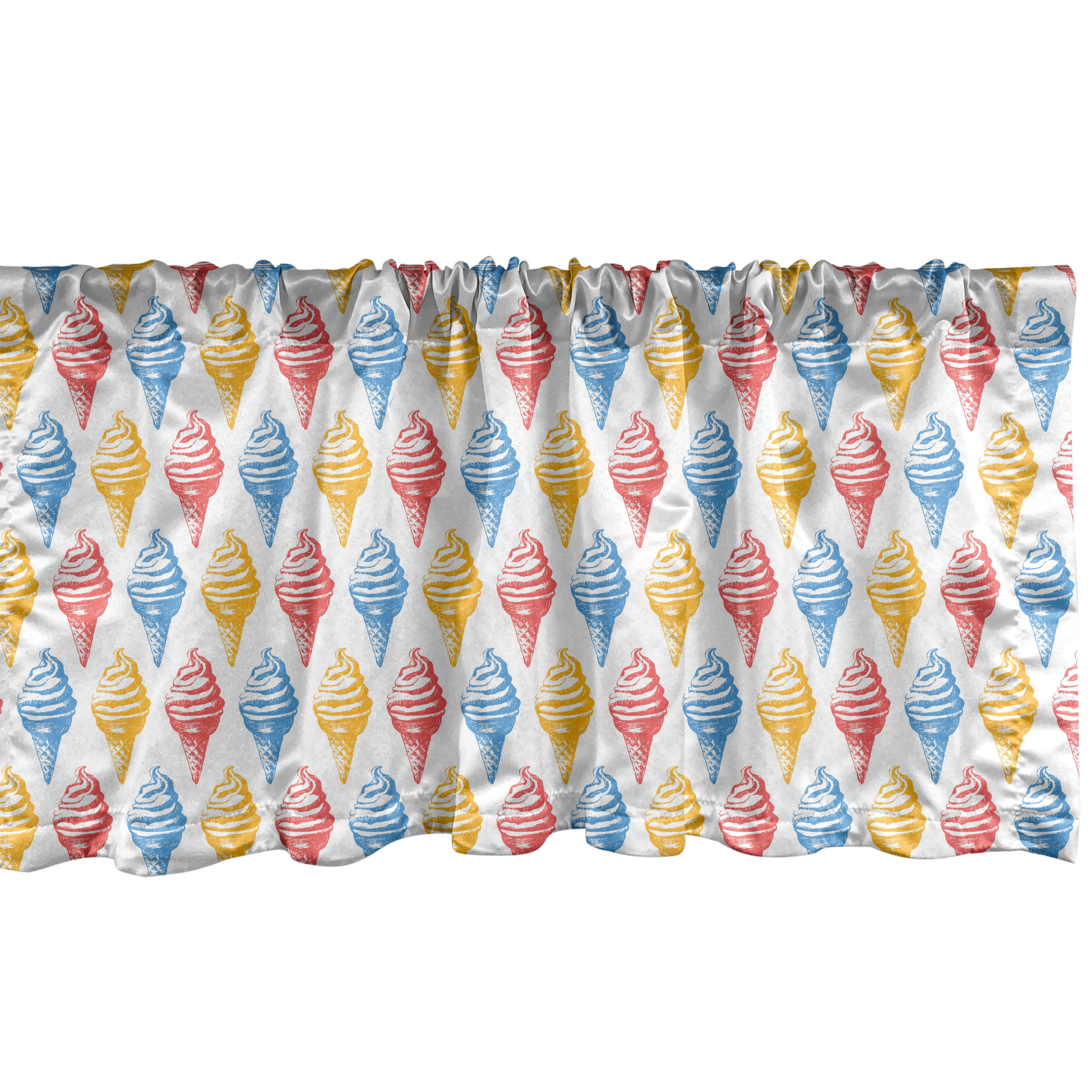 Ambesonne Retro Window Valance, Ice Cream Cones 50s Time, 54" X 12 ...