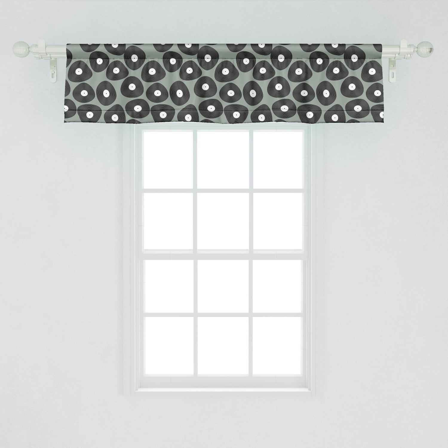 Ambesonne Retro Window Valance, Oval Shape Pattern Old Vinyl Disc ...