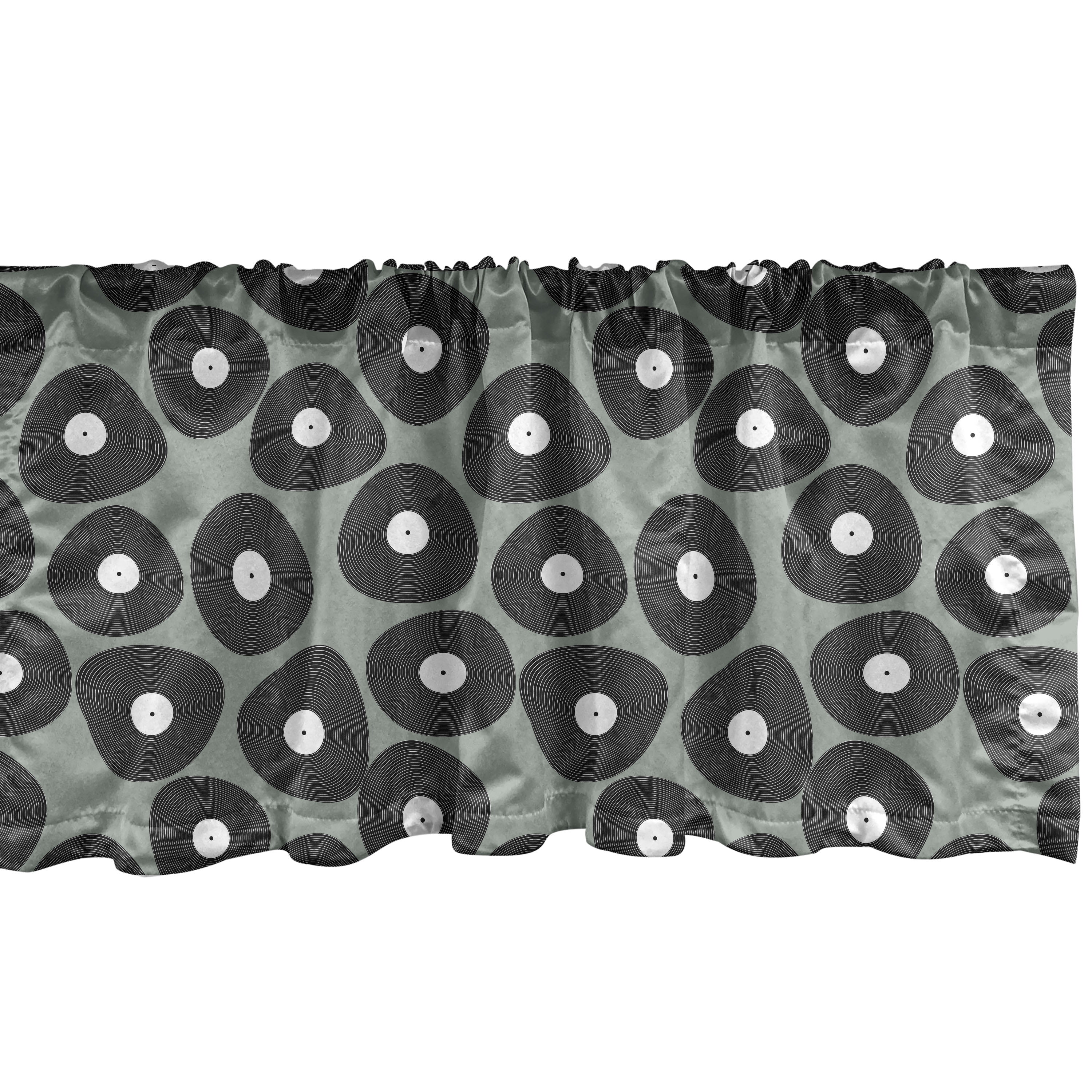 Ambesonne Retro Window Valance, Oval Shape Pattern Old Vinyl Disc ...