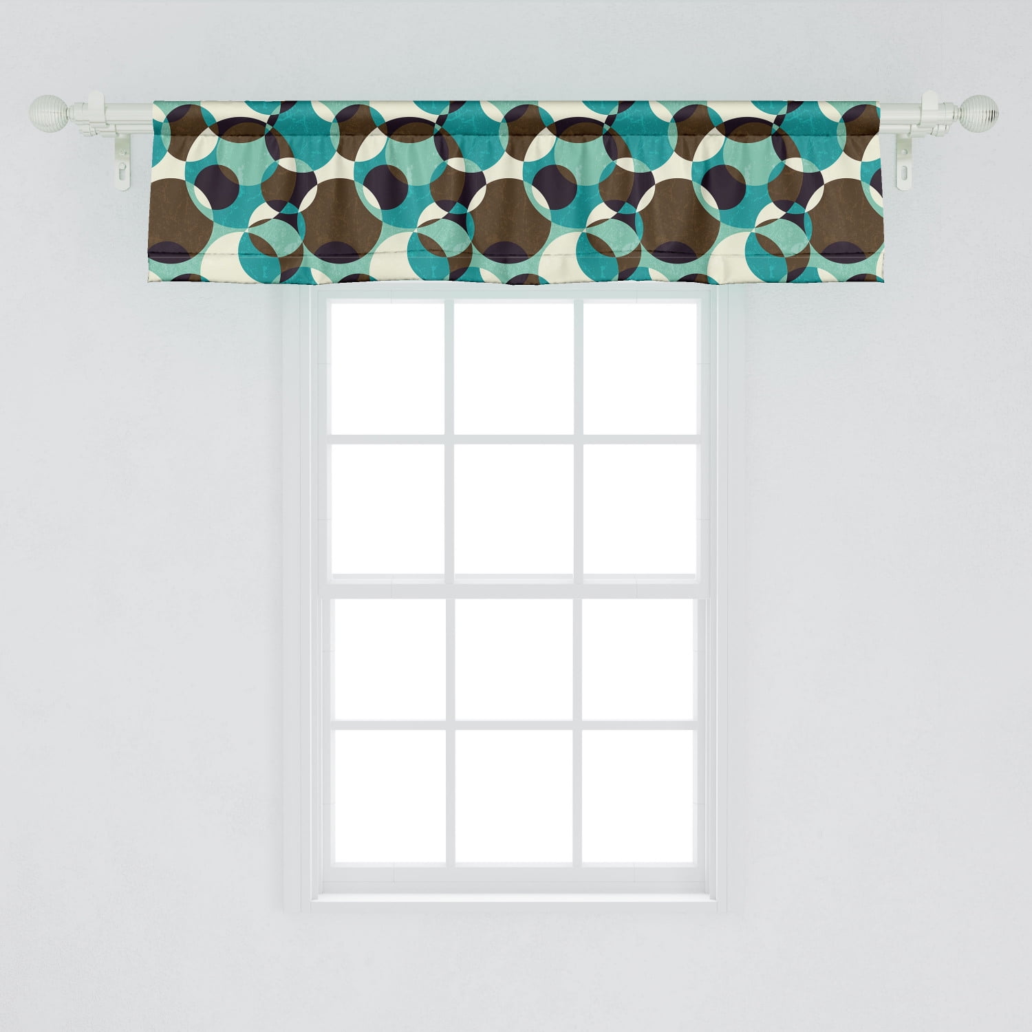 Ambesonne Retro Window Valance, Weathered Texture of Geometrical ...