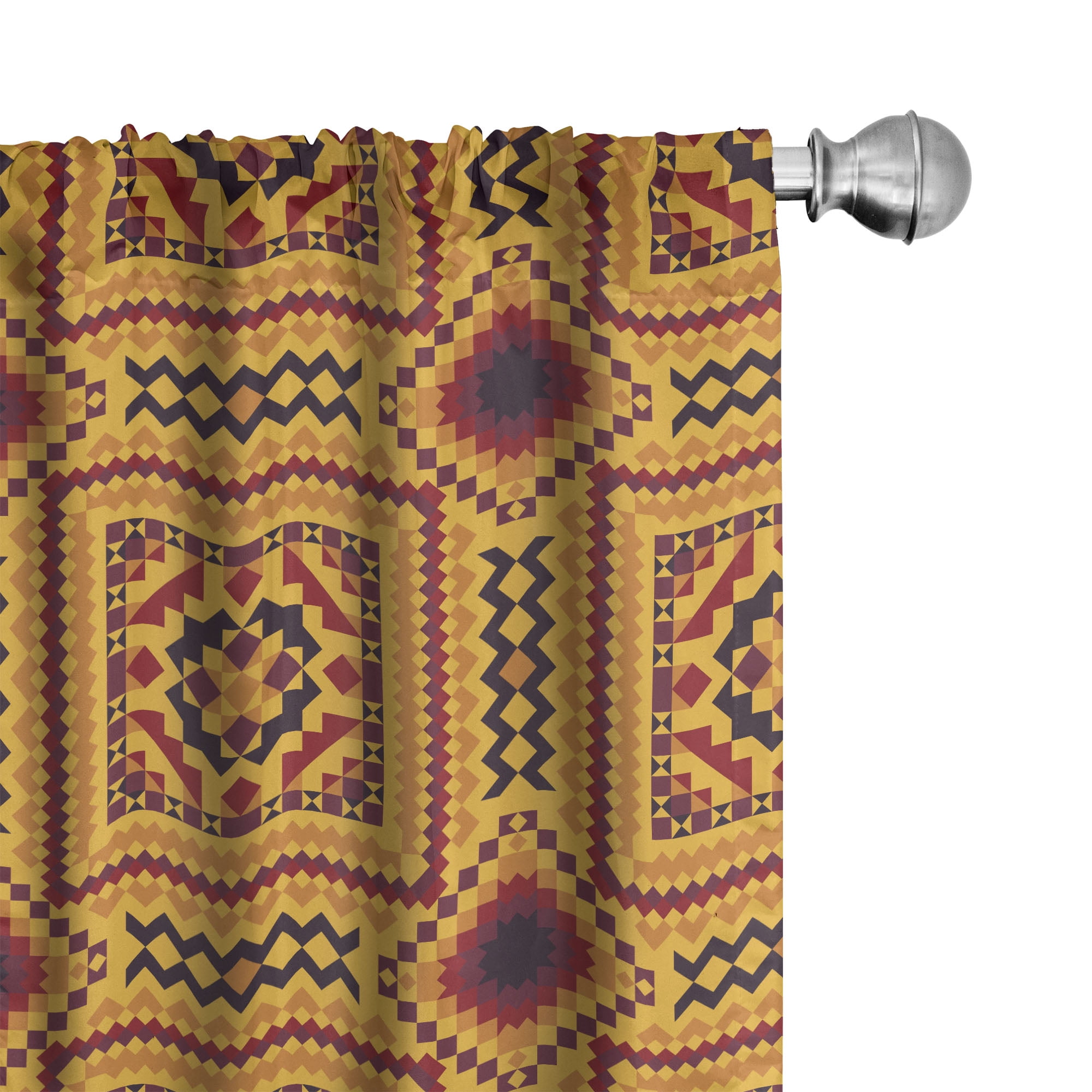Ambesonne Rhombus Print Curtains, Aztec Layout Zigzags, Pair of 28"x63 ...