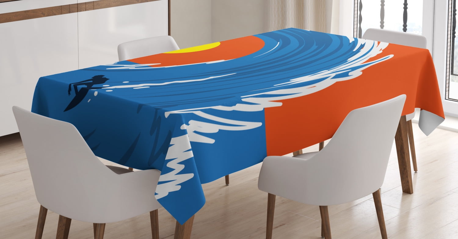 Ambesonne Ride the Wave Tablecloth Rectangular Table Cover, Man Giant ...