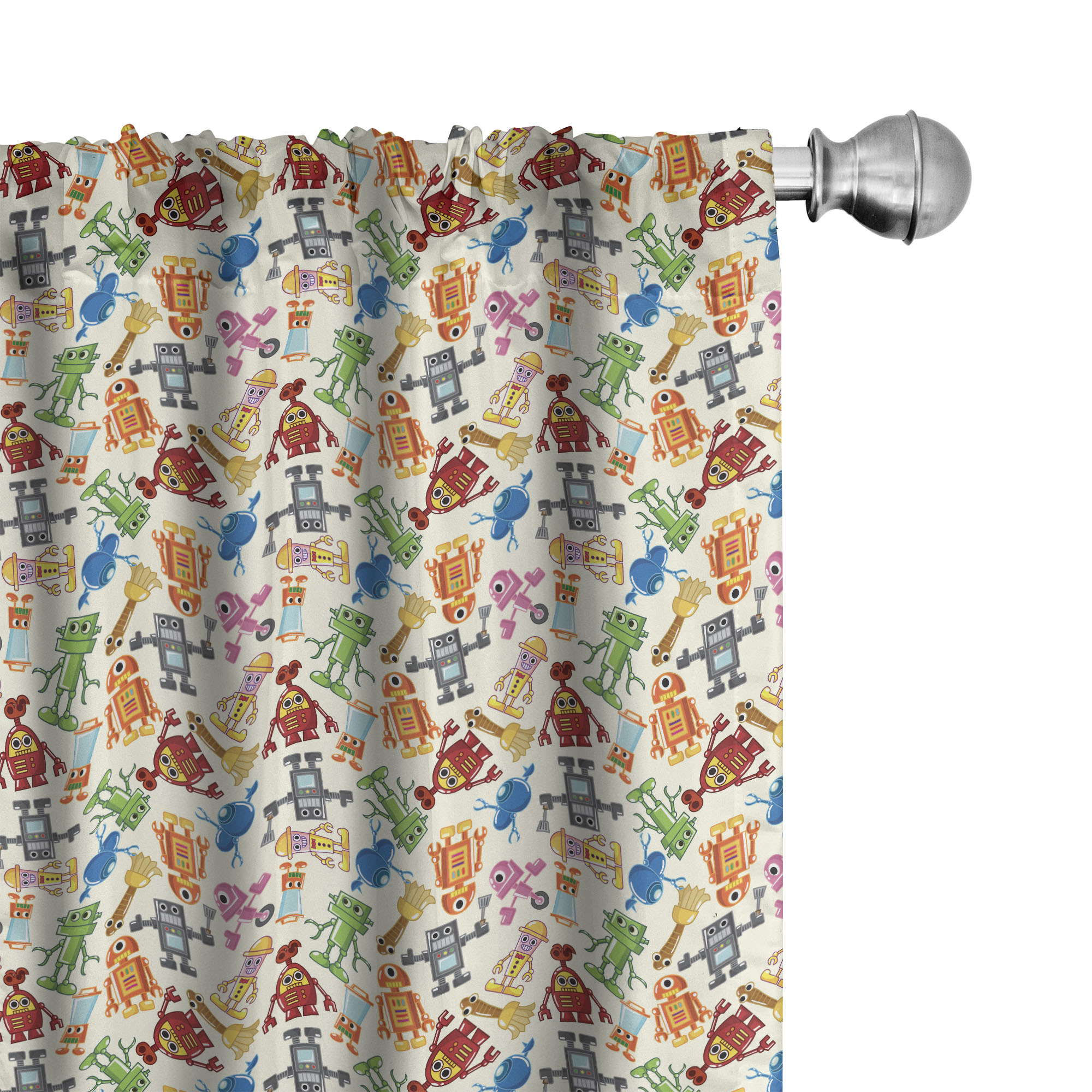 Ambesonne Robot Curtains, Boys Cartoon Robot Science, Pair of 28"x63 ...