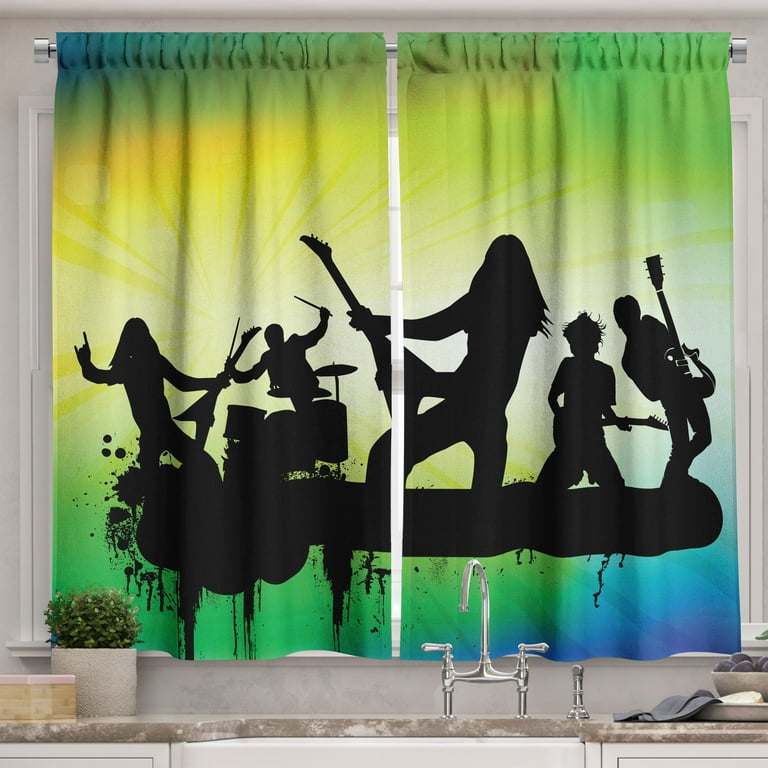 Beatles Window Curtains Harlow Triple Band Tape Trim Shower Curtain