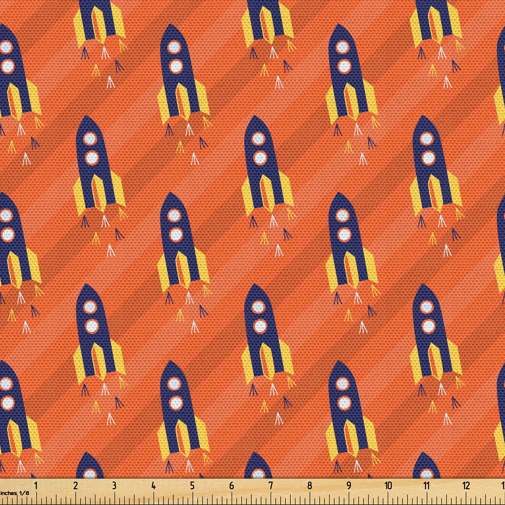 Ambesonne Rocket Fabric by the Yard Upholstery, Playful Flying Space ...
