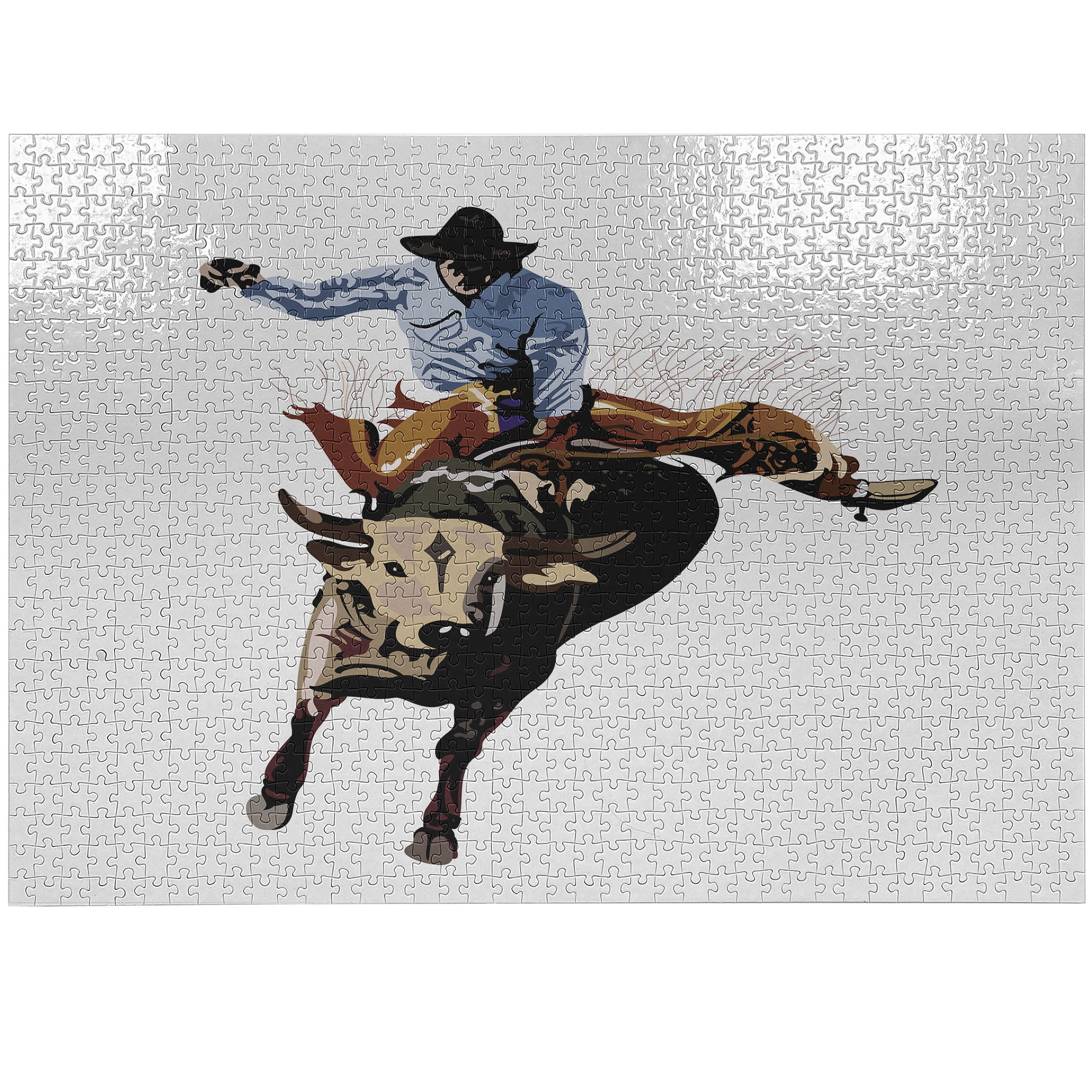 Ambesonne Rodeo Jigsaw Puzzle, Cowboy Bucking Bull Western, Heirloom ...