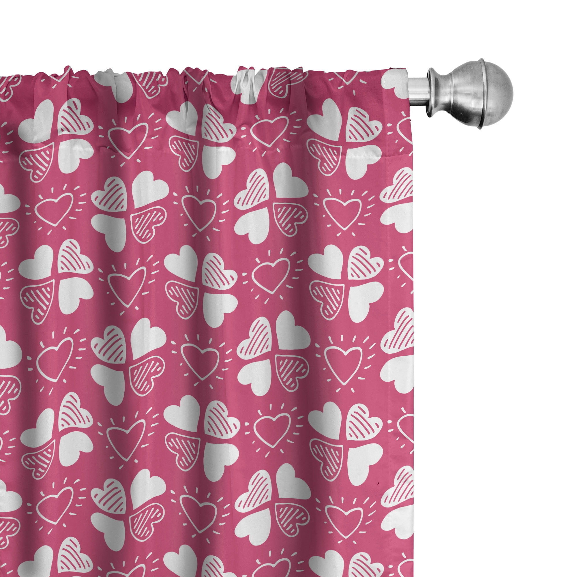 Ambesonne Romantic Curtains, Hearts as Clover Leaves, Pair of 28"x84 ...