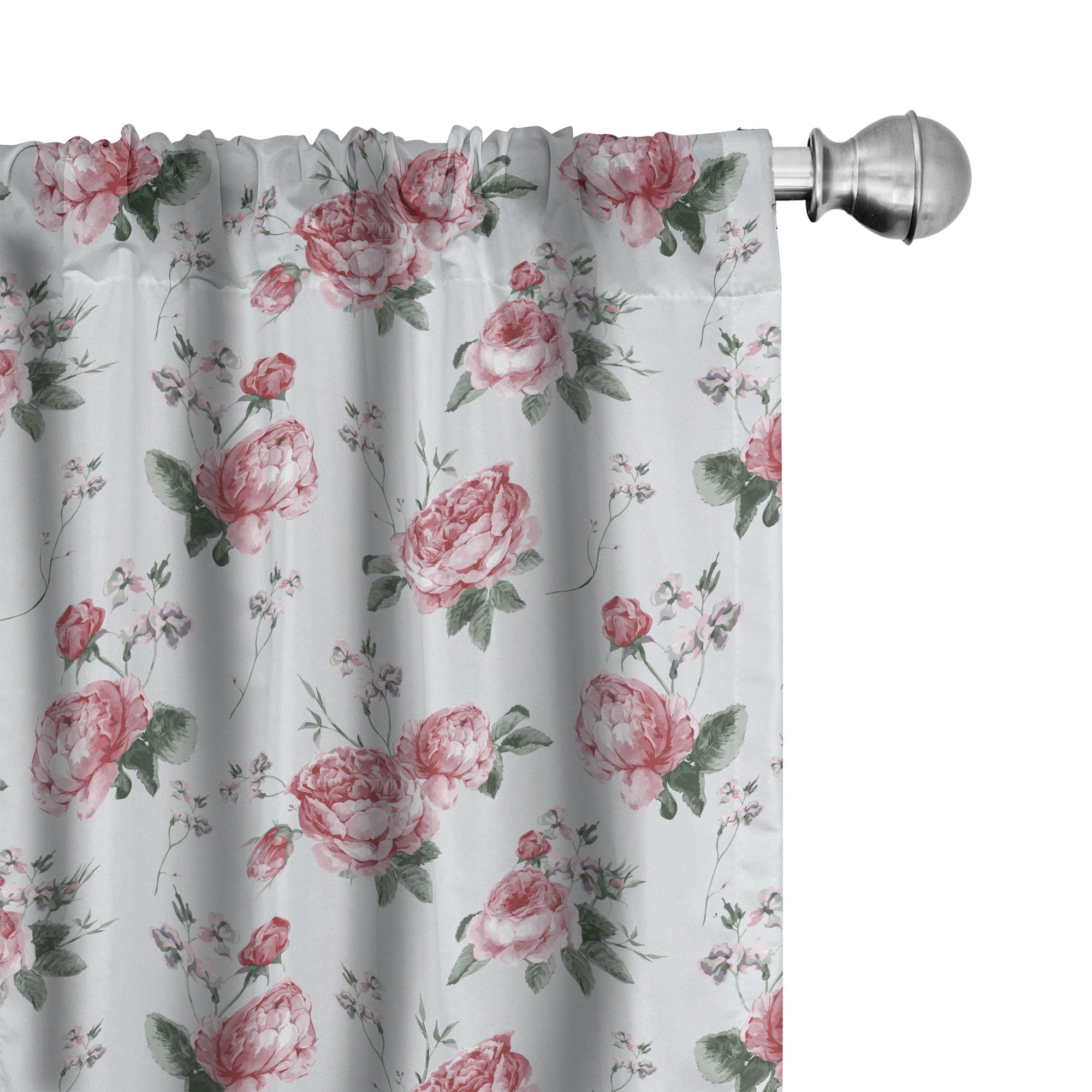 Ambesonne Romantic Rose Floral Curtains for Bedroom & Living Room, 28 ...