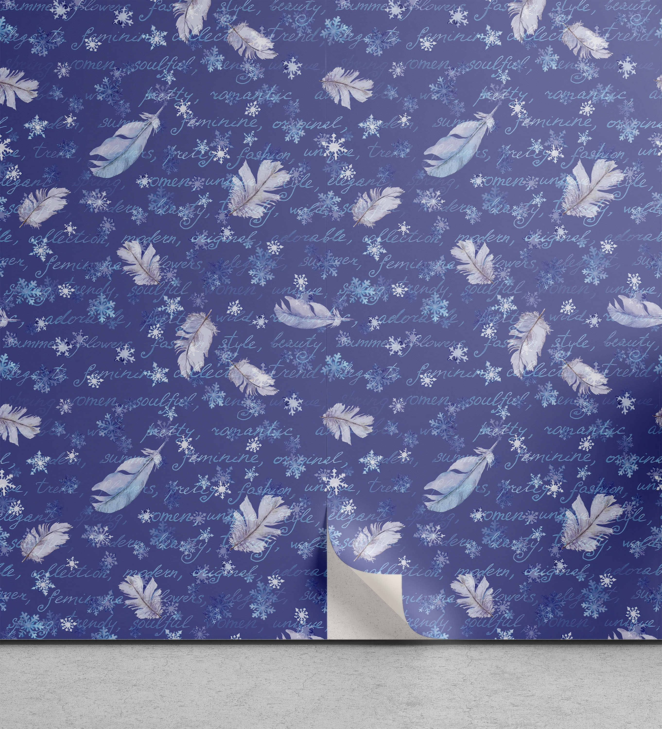 Ambesonne Romantic Peel & Stick Wallpaper for Home, Feathers Cursive ...