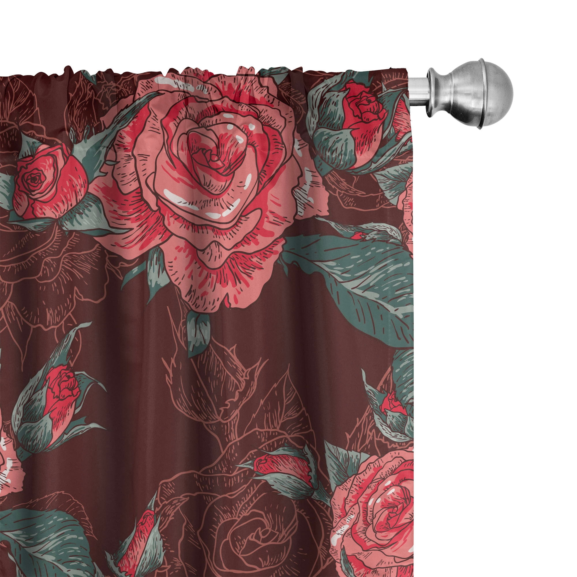 Ambesonne Romantic Roses Curtains, Flower Winery Colors, Pair of 28"x95 ...
