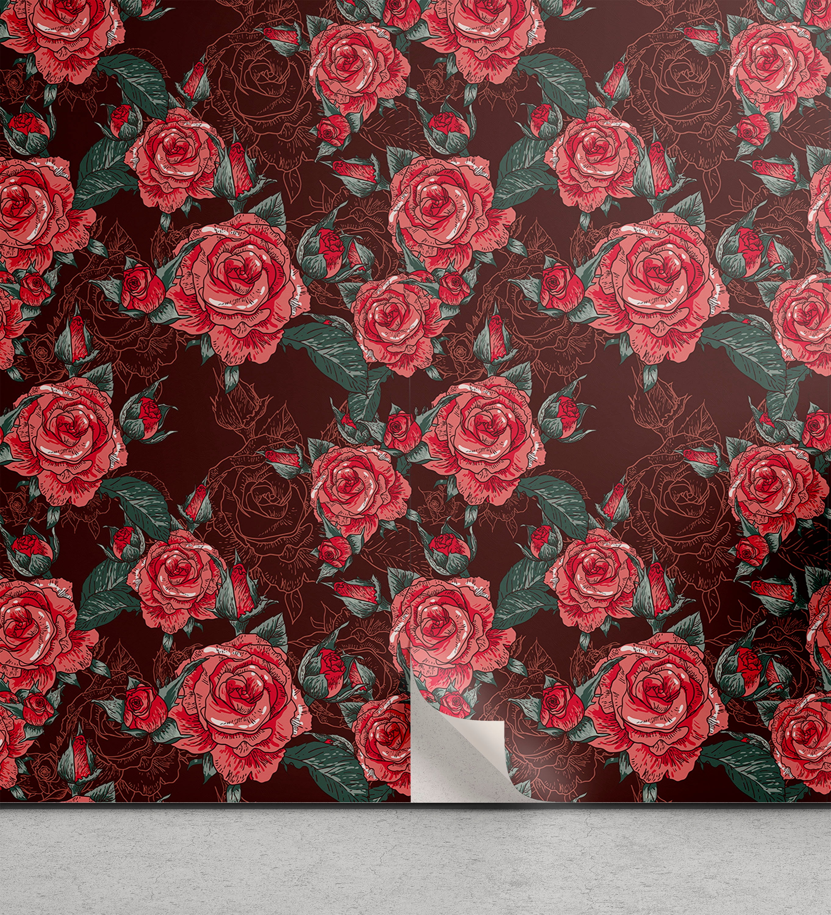 Ambesonne Romantic Roses Peel & Stick Wallpaper for Home, Flower Winery ...