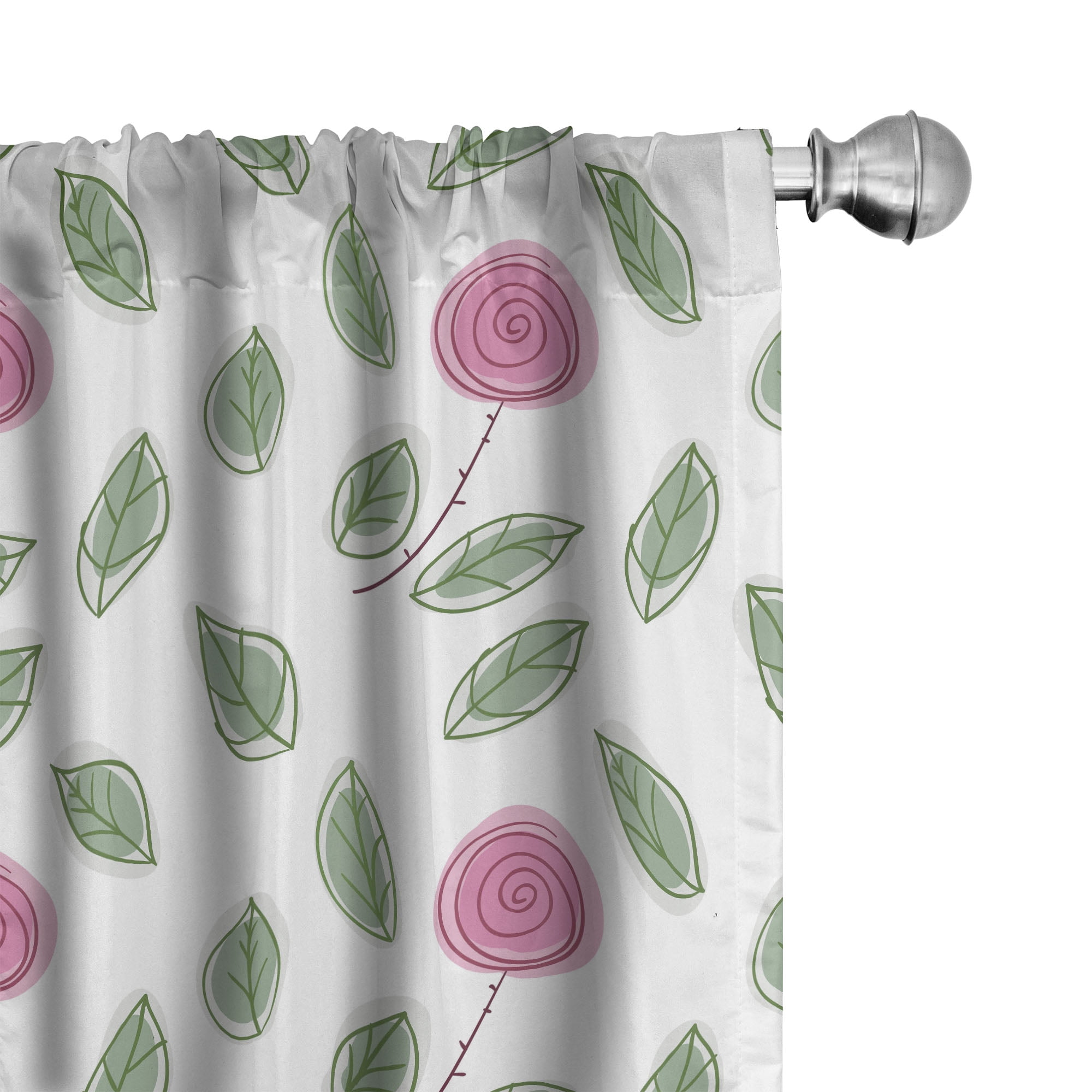 Ambesonne Rose Curtains, Modern Style Pink Blossoms, Pair of 28"x95 ...