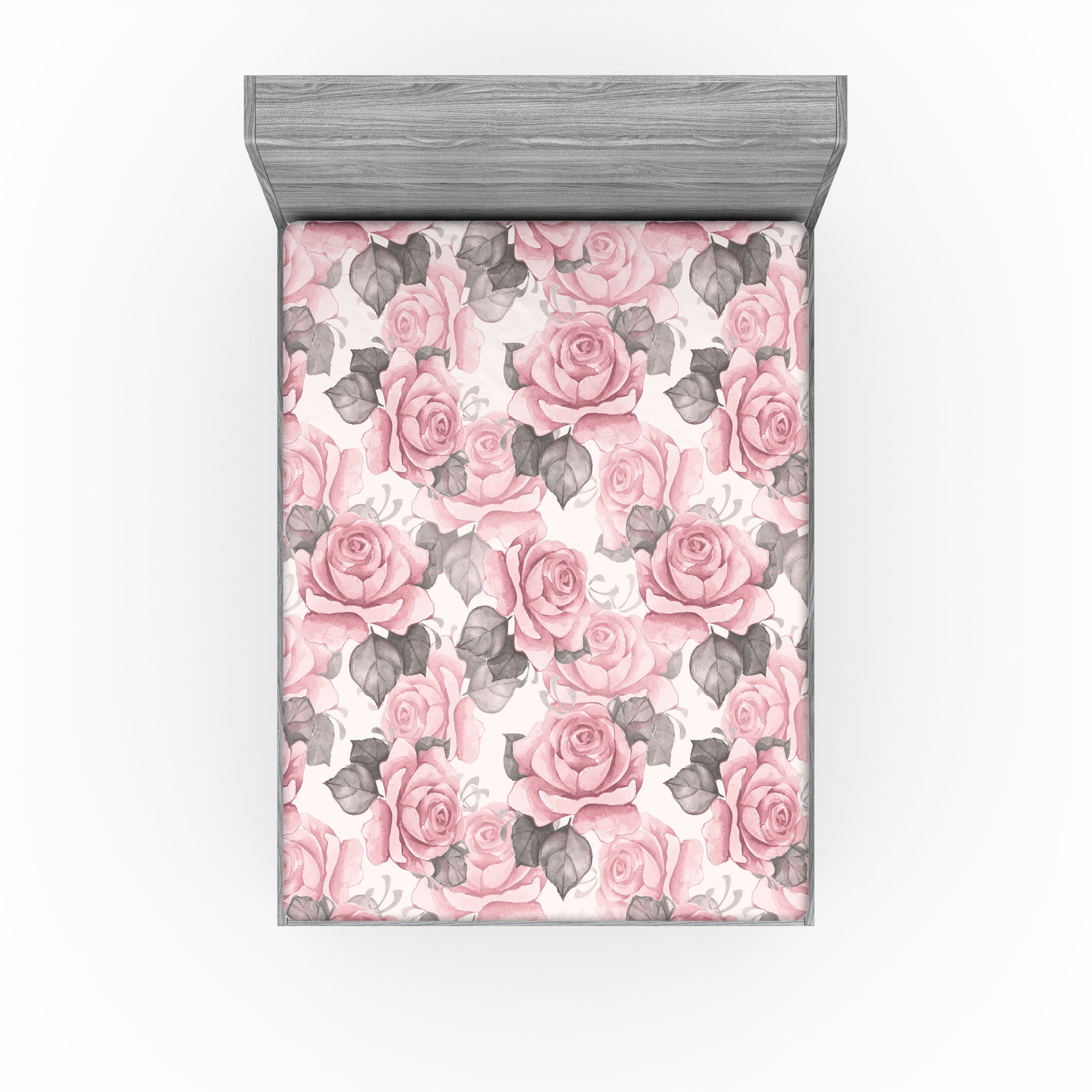 Ambesonne Rose Pattern Fitted Sheet, Soft Aquarelle Floral, Queen Size ...