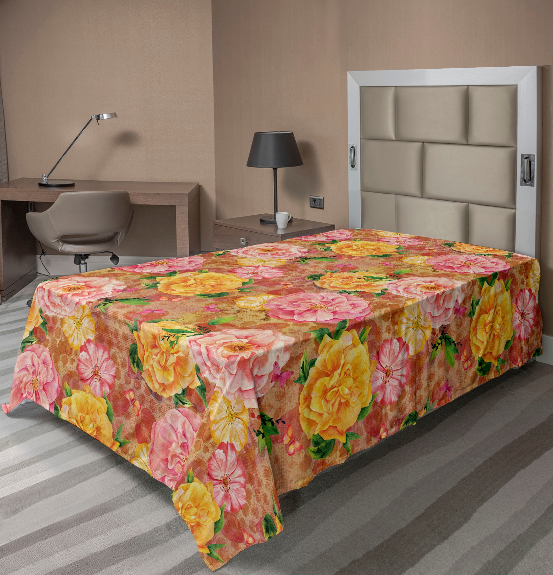 Ambesonne Rose Pattern Flat Bedding Sheet Soft Top Sheet, Flowers ...