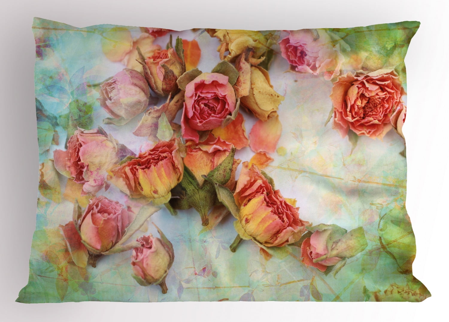 Ambesonne Rose Pillow Sham, Dried Petals Nostalgia, 36" X 20 ...
