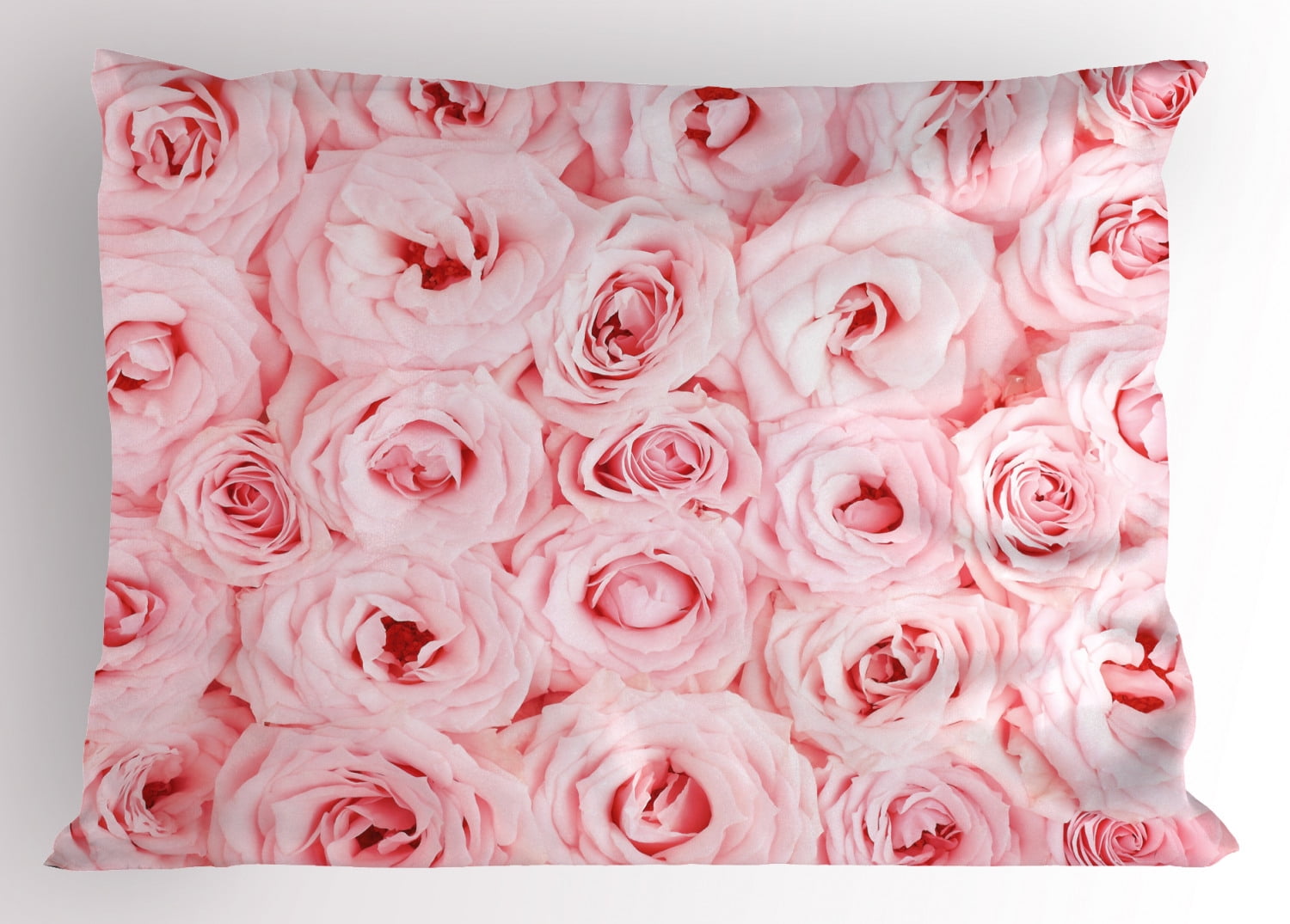 Ambesonne Rose Pillow Sham, Fresh Garden Yard, 36" X 20", Pale Pink ...