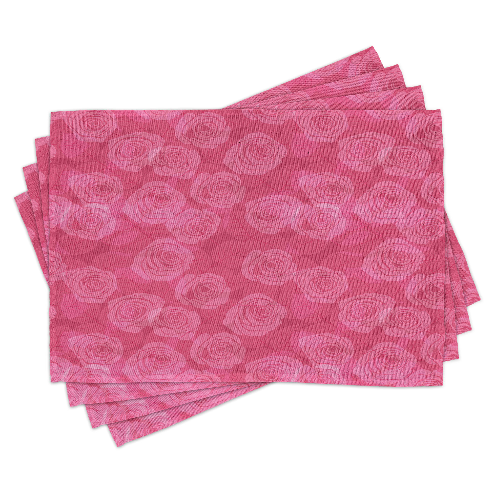 Ambesonne Rose Place Mats Set of 4, Shades of Pink Romantic, Standard ...
