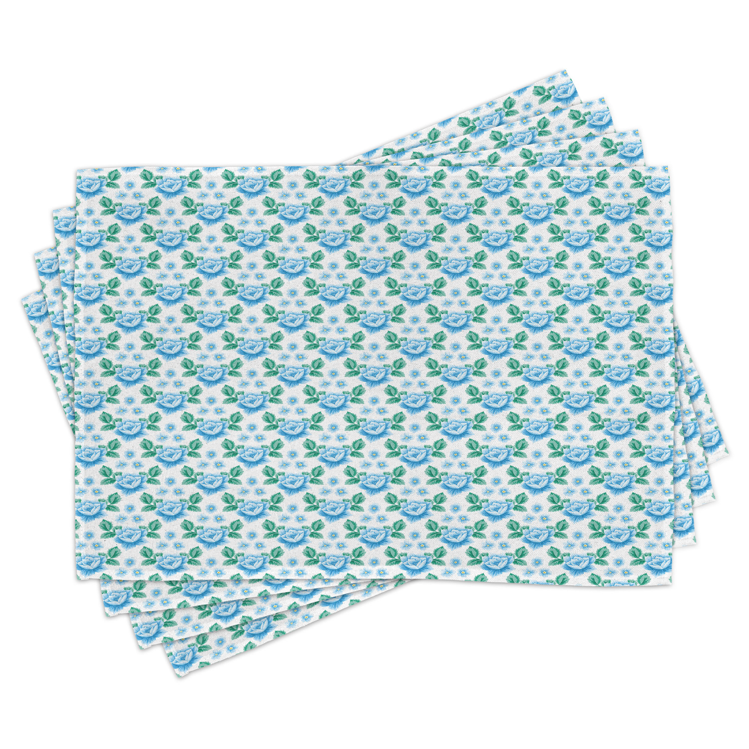 Ambesonne Rose Place Mats Set of 4, Vintage Blue Blooms Botany ...