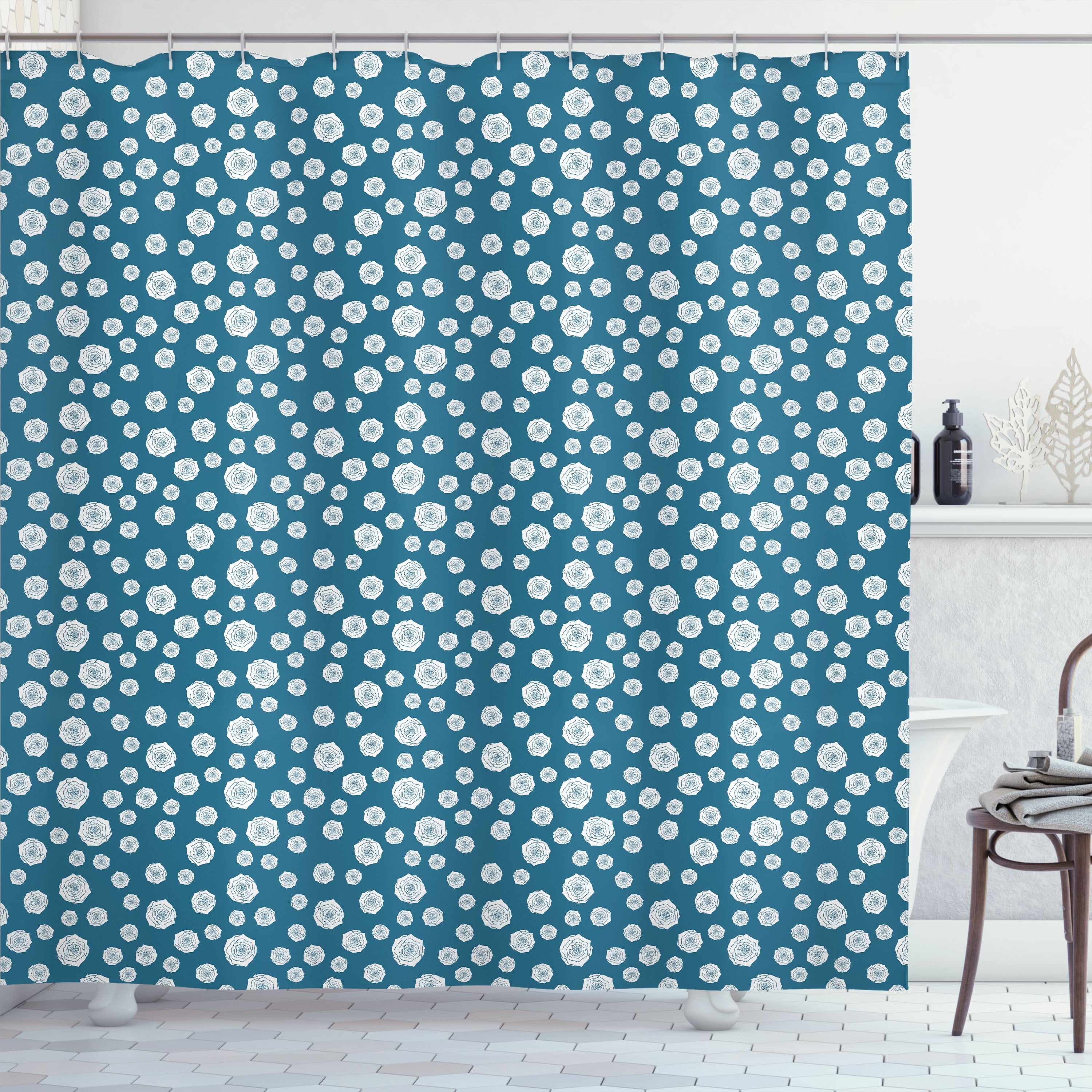 Ambesonne Rose Shower Curtain, Simplistic Flowers Artwork, 69"Wx84"L ...