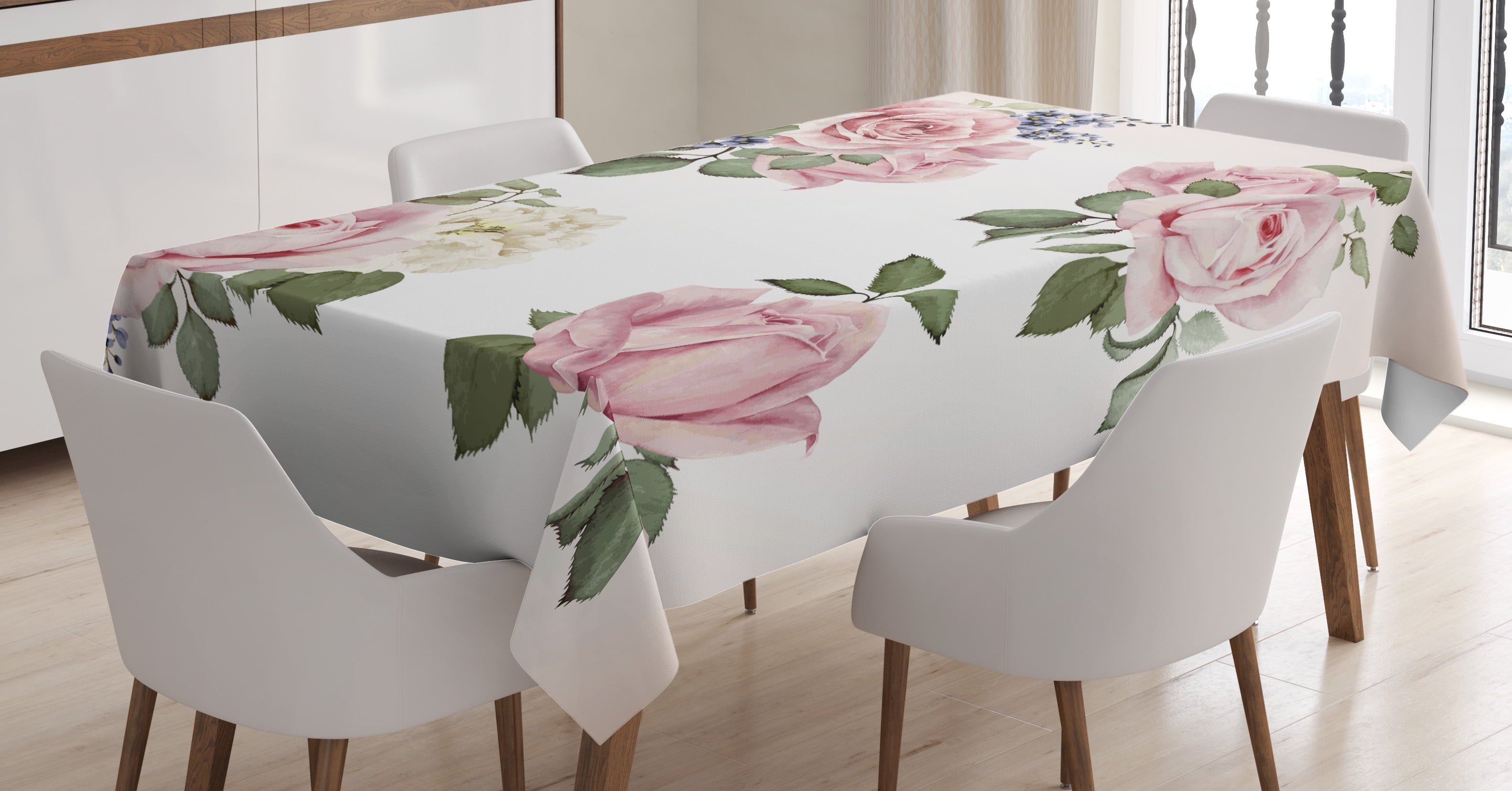 Ambesonne Rose Tablecloth Rectangular Table Cover, Springtime Bouquets ...
