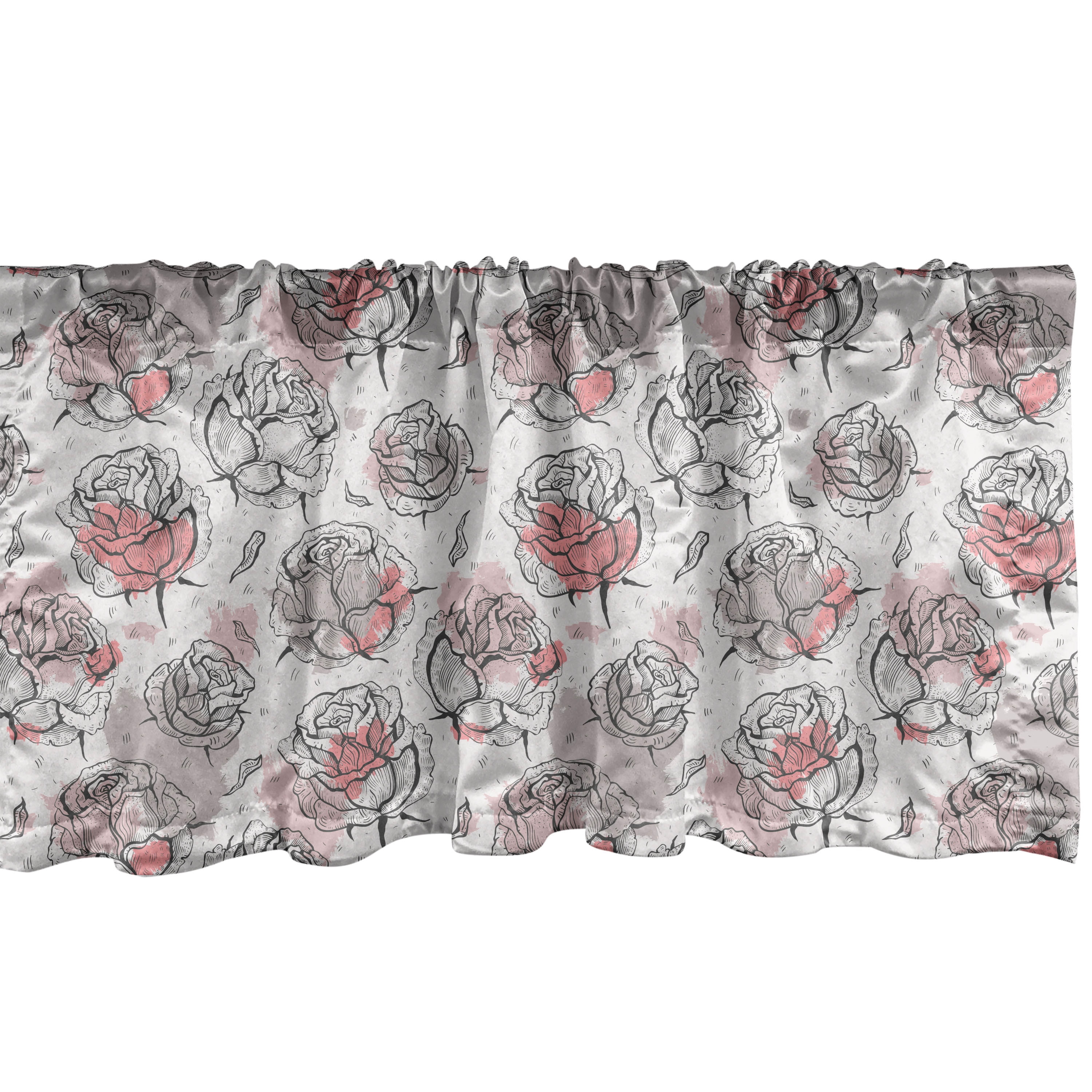 Ambesonne Rose Valance Pack of 2, Pastel Paint Blots Flowers, 54"X18 ...