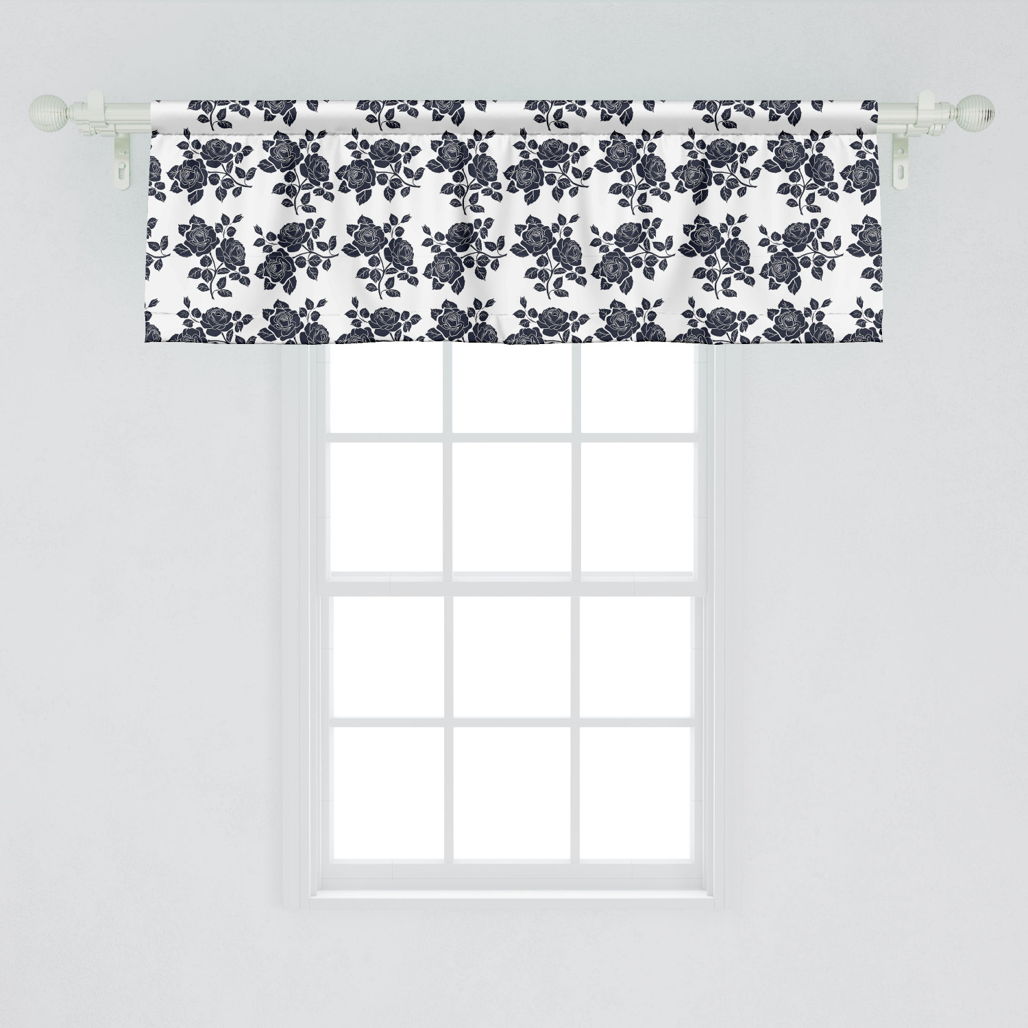 Ambesonne Rose Window Valance, Romantic Composition with Petals and ...