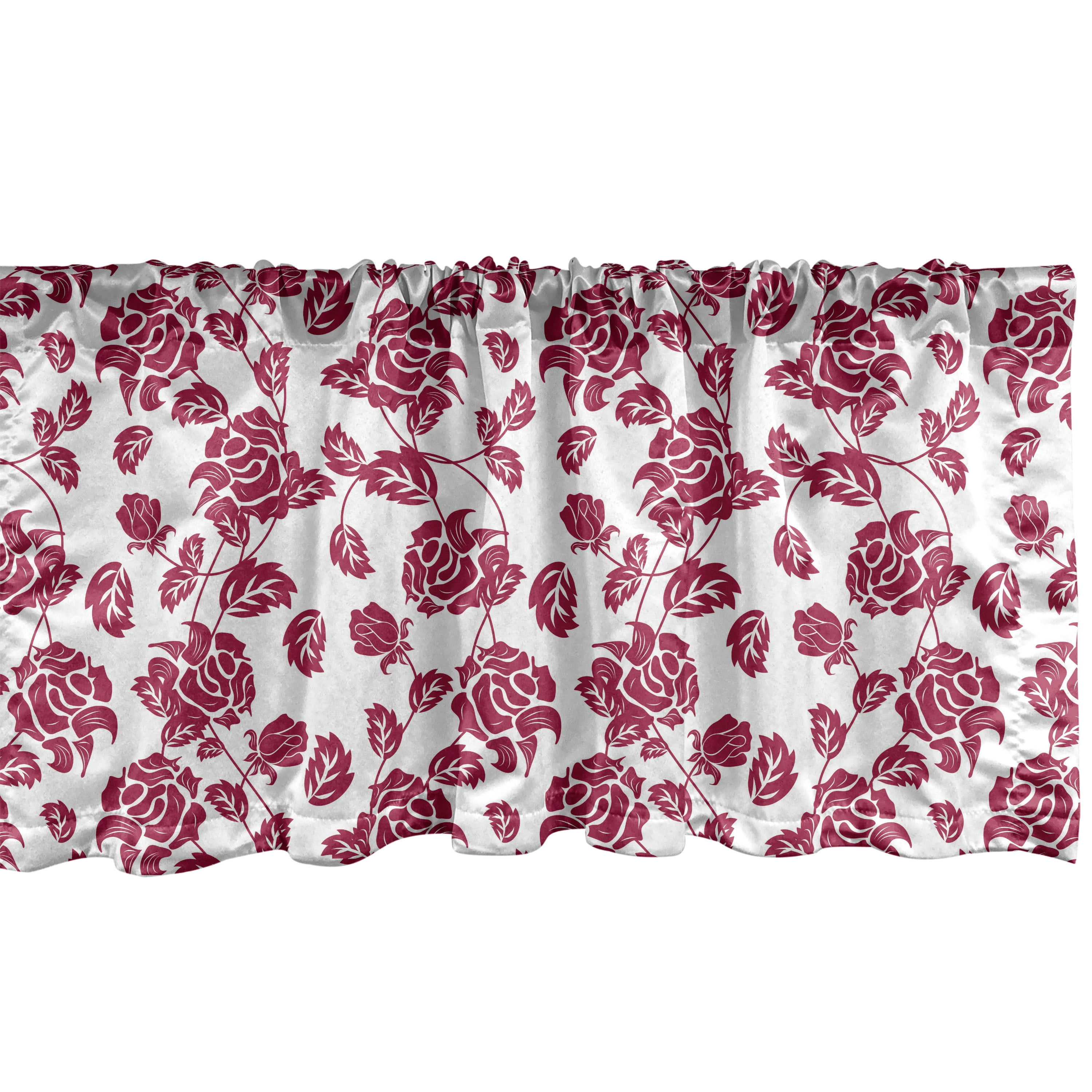 Ambesonne Rose Window Valance, Simplistic Solid Colored Roses, 54" X 18 ...