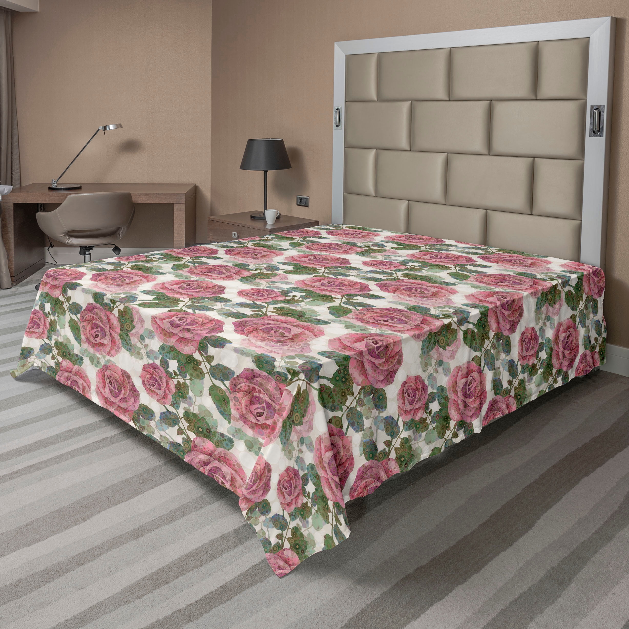 Ambesonne Roses Flat Bedding Sheet Soft Top Sheet, English Garden ...