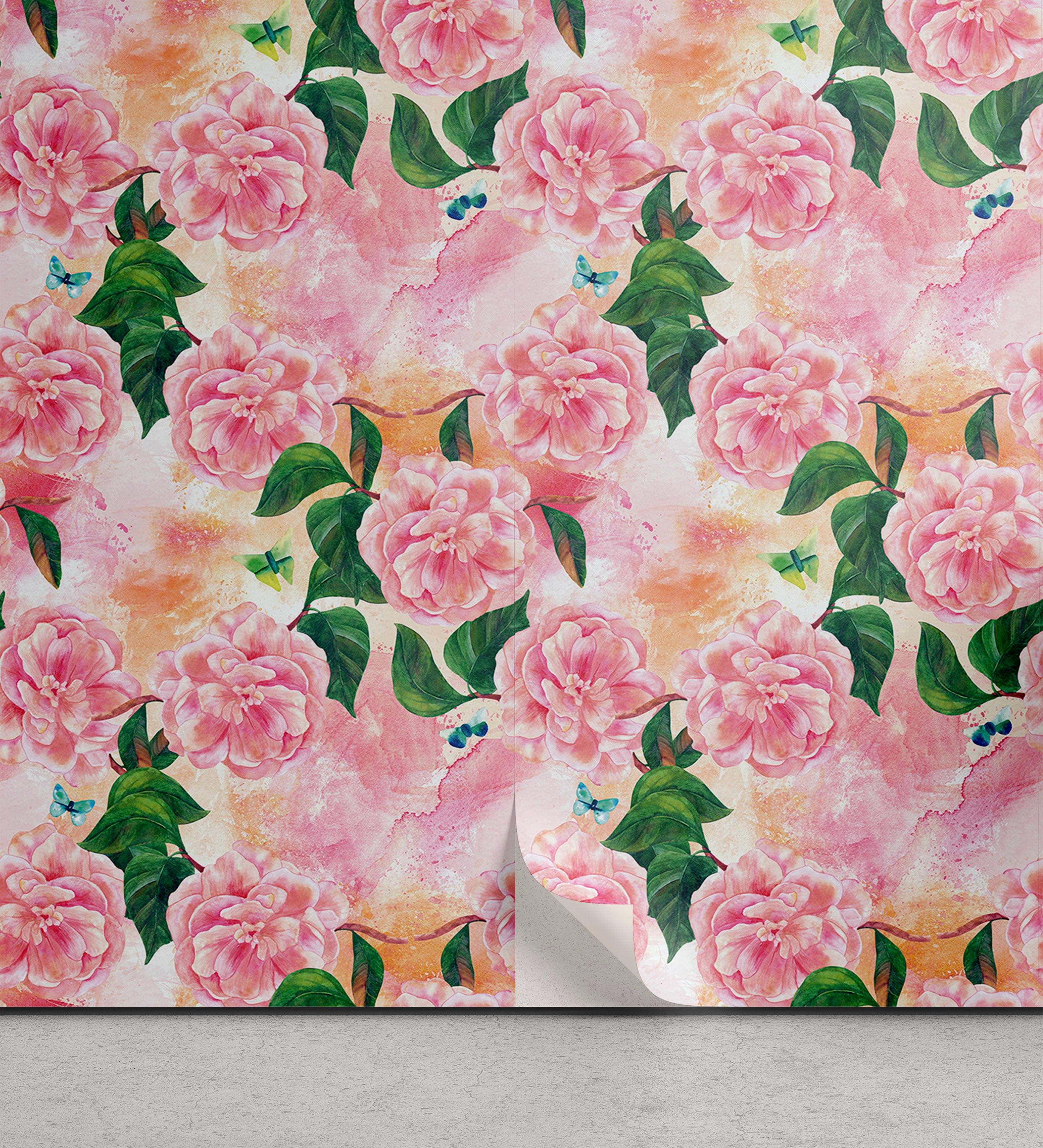 Ambesonne Roses Peel & Stick Wallpaper for Home, Botany Garden Flowers ...