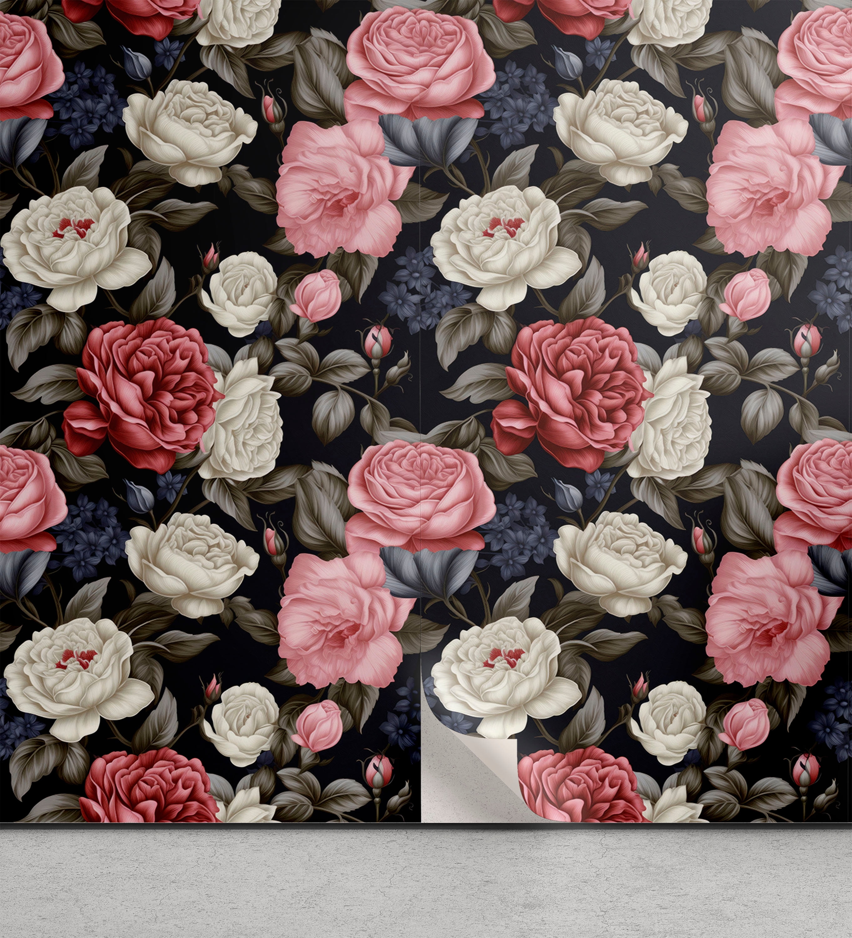Ambesonne Roses Peel & Stick Wallpaper for Home, Dark Floral English ...