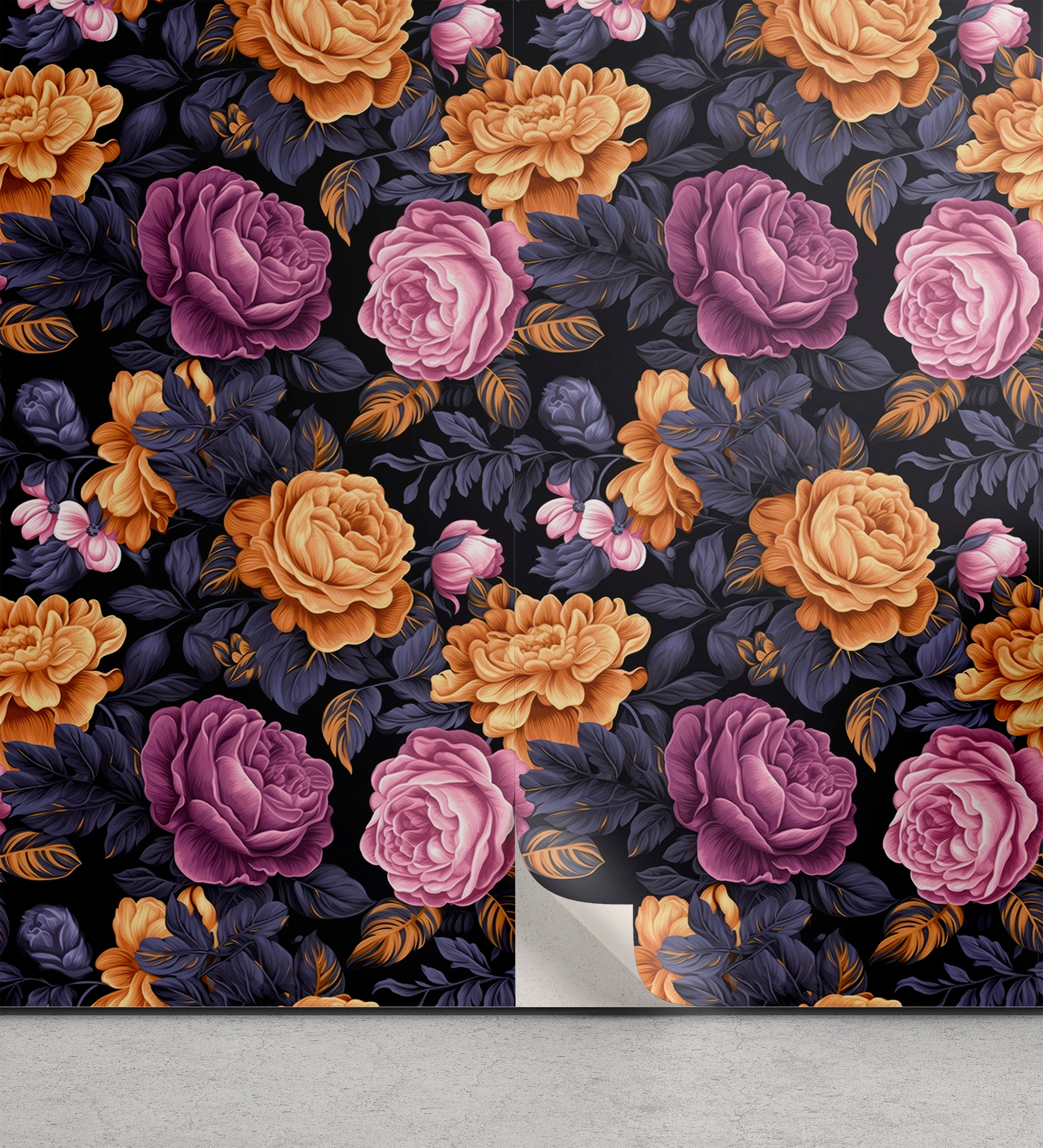 Ambesonne Roses Peel & Stick Wallpaper for Home, Night's Secret Garden ...