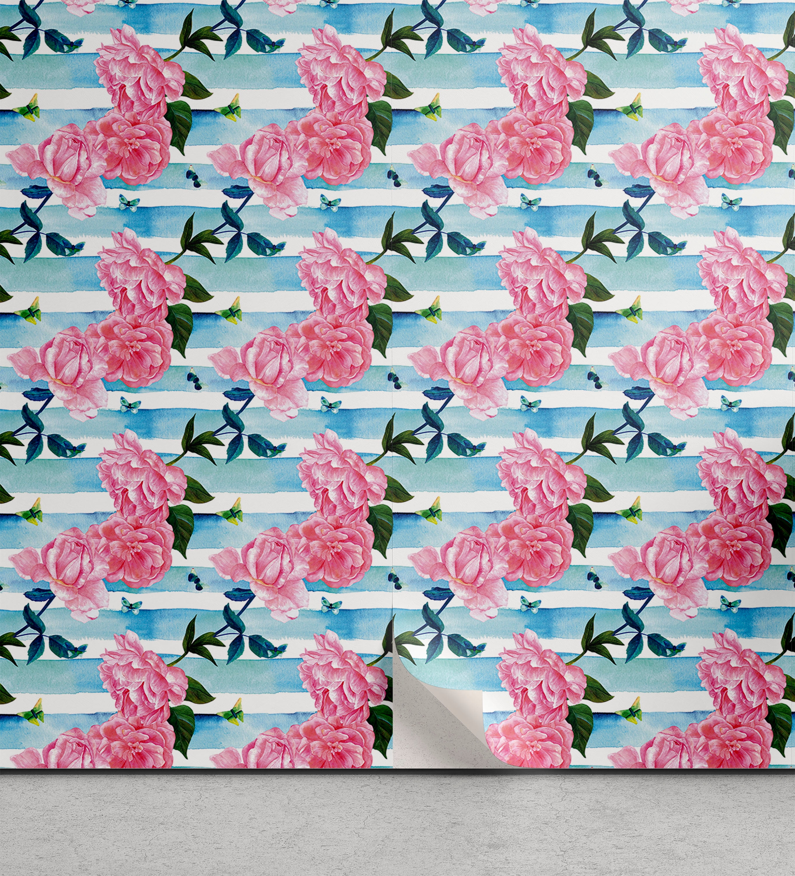 Ambesonne Roses Peel & Stick Wallpaper for Home, Pastel Colors Vintage ...