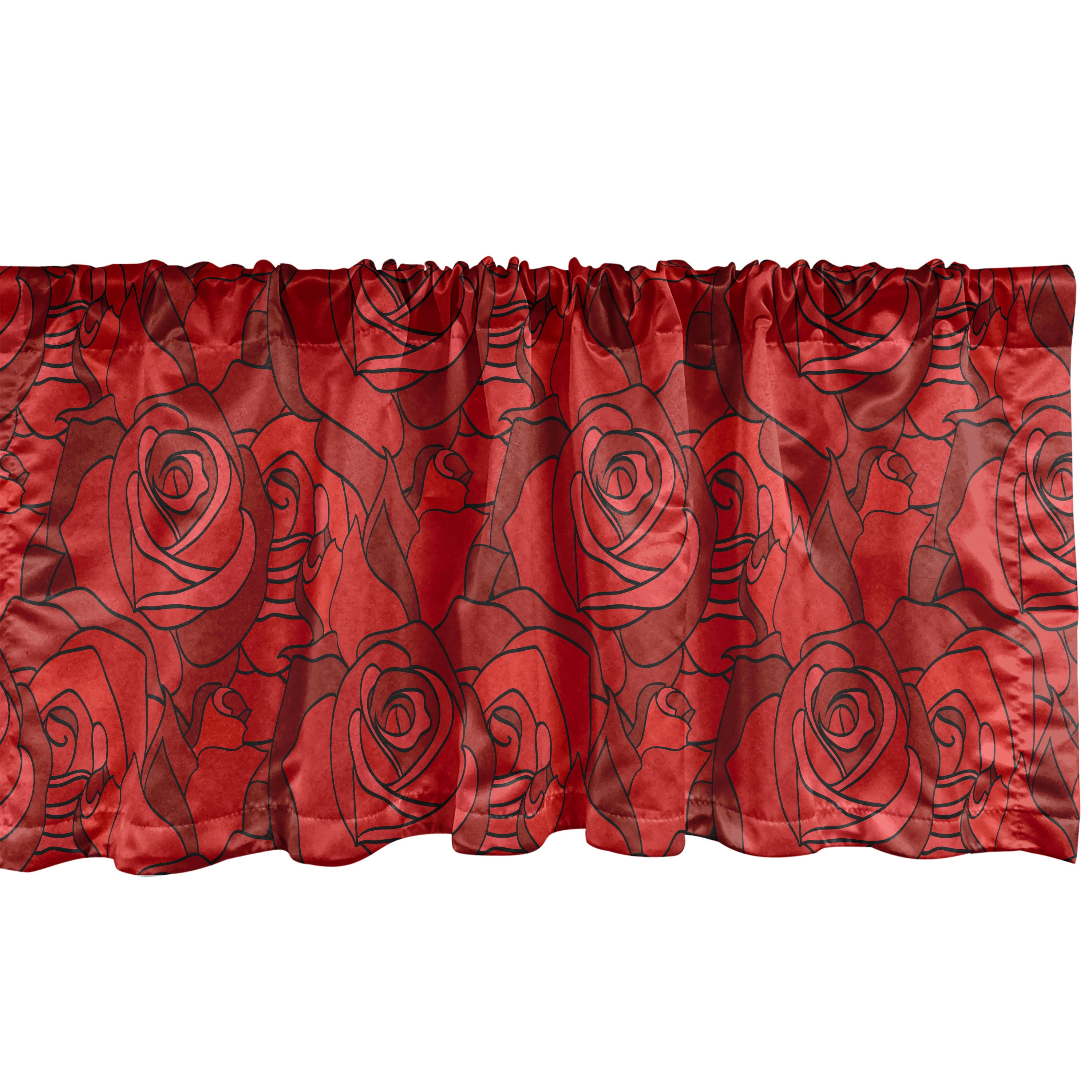 Ambesonne Roses Window Valance, Rose Flowers Doodle Motif, 42" x 18 ...