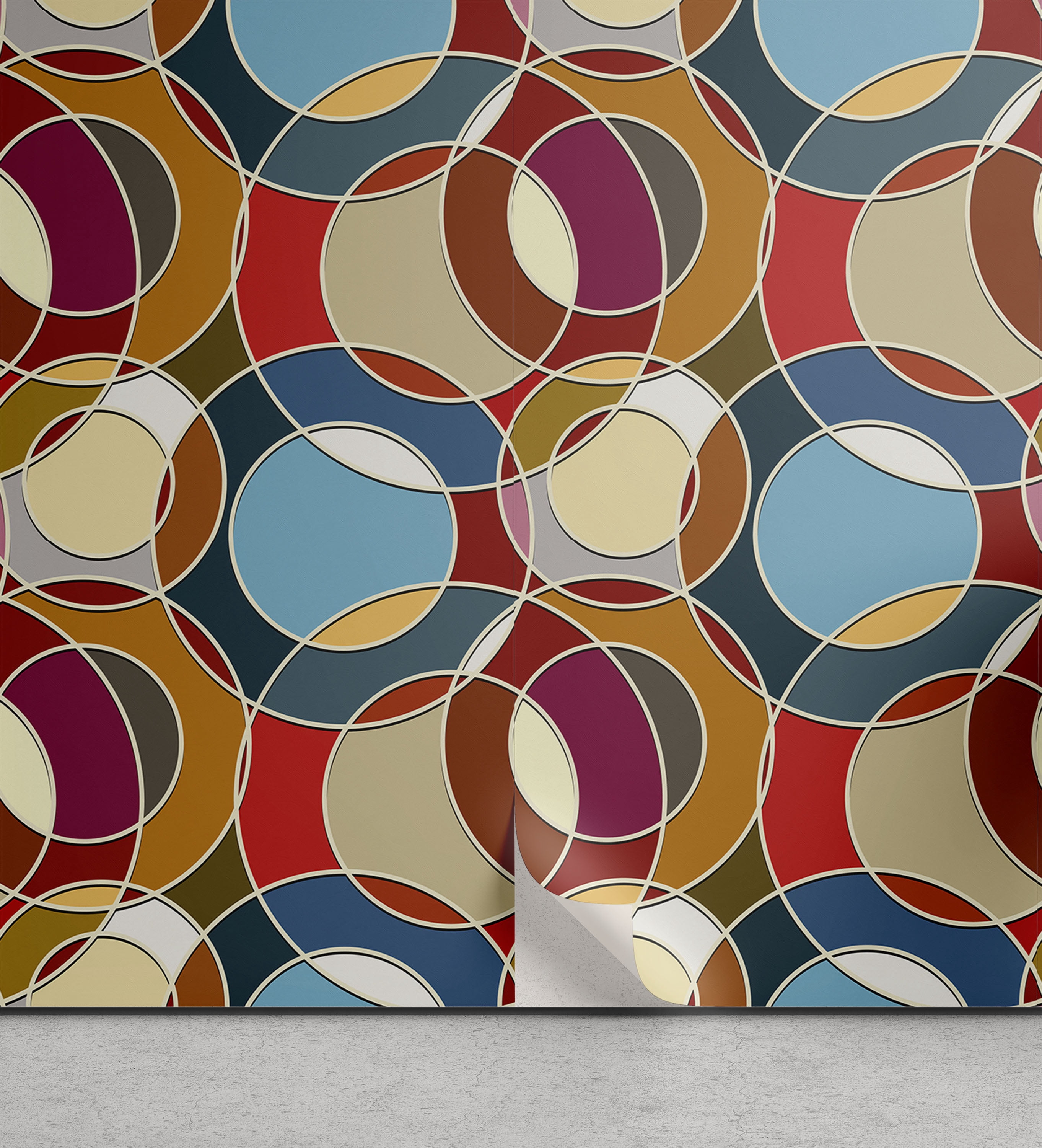 Ambesonne Rounds Peel & Stick Wallpaper for Home, Color Jumble Fractal ...