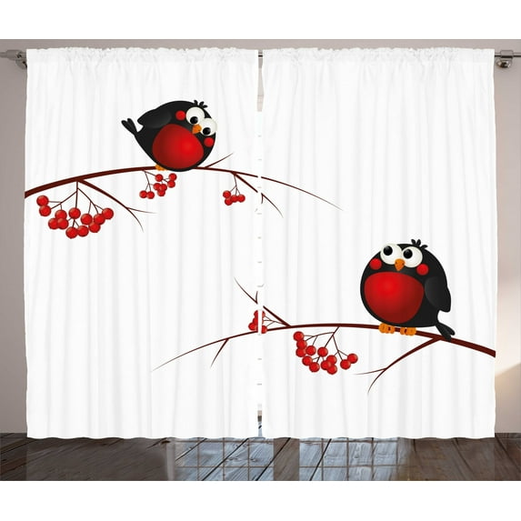 Ambesonne Rowan Curtains 2 Panel Set, Cartoon Christmas, 108" x 90 ...