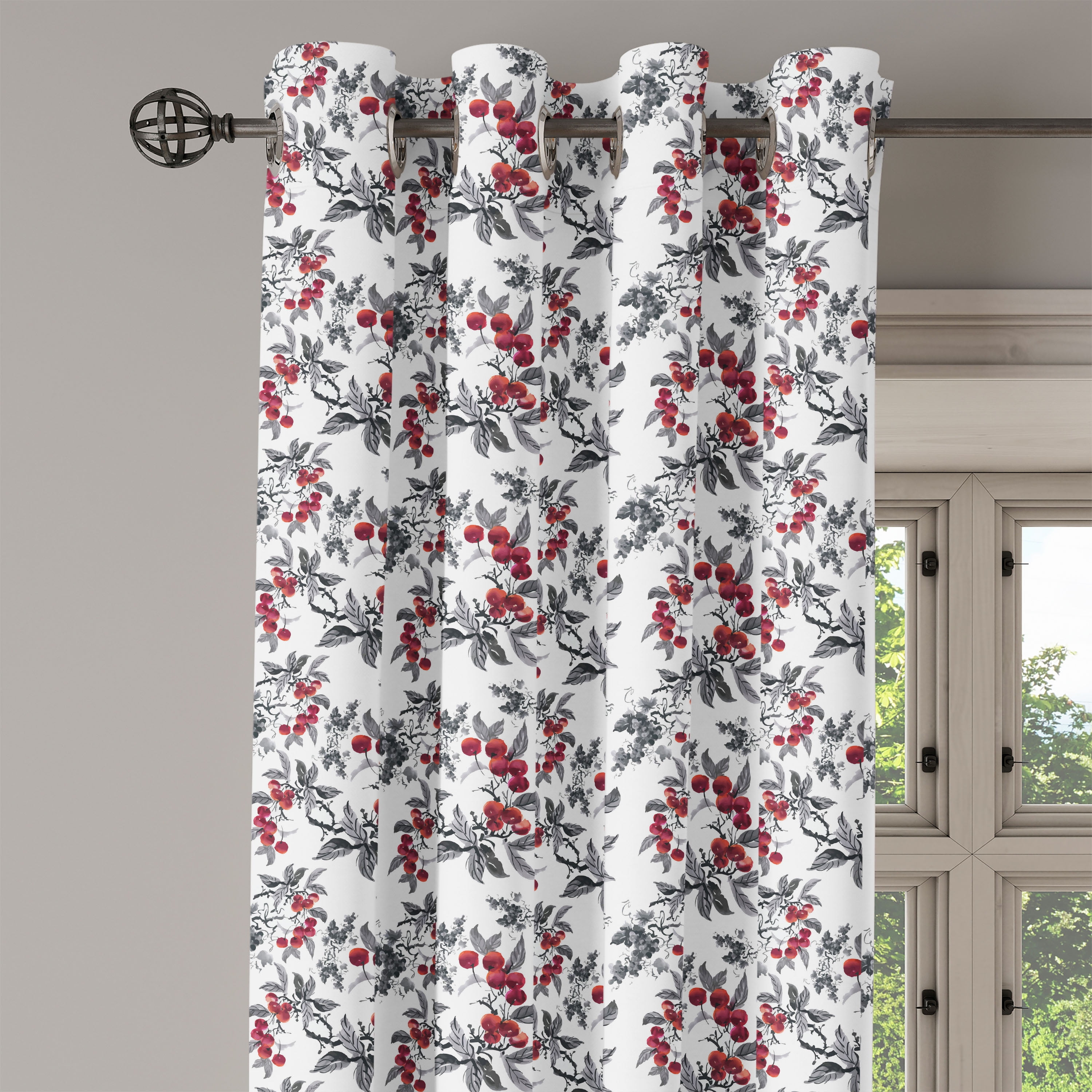 Ambesonne Rowan Grommet Curtain Single Panel Abstract Botany Garden