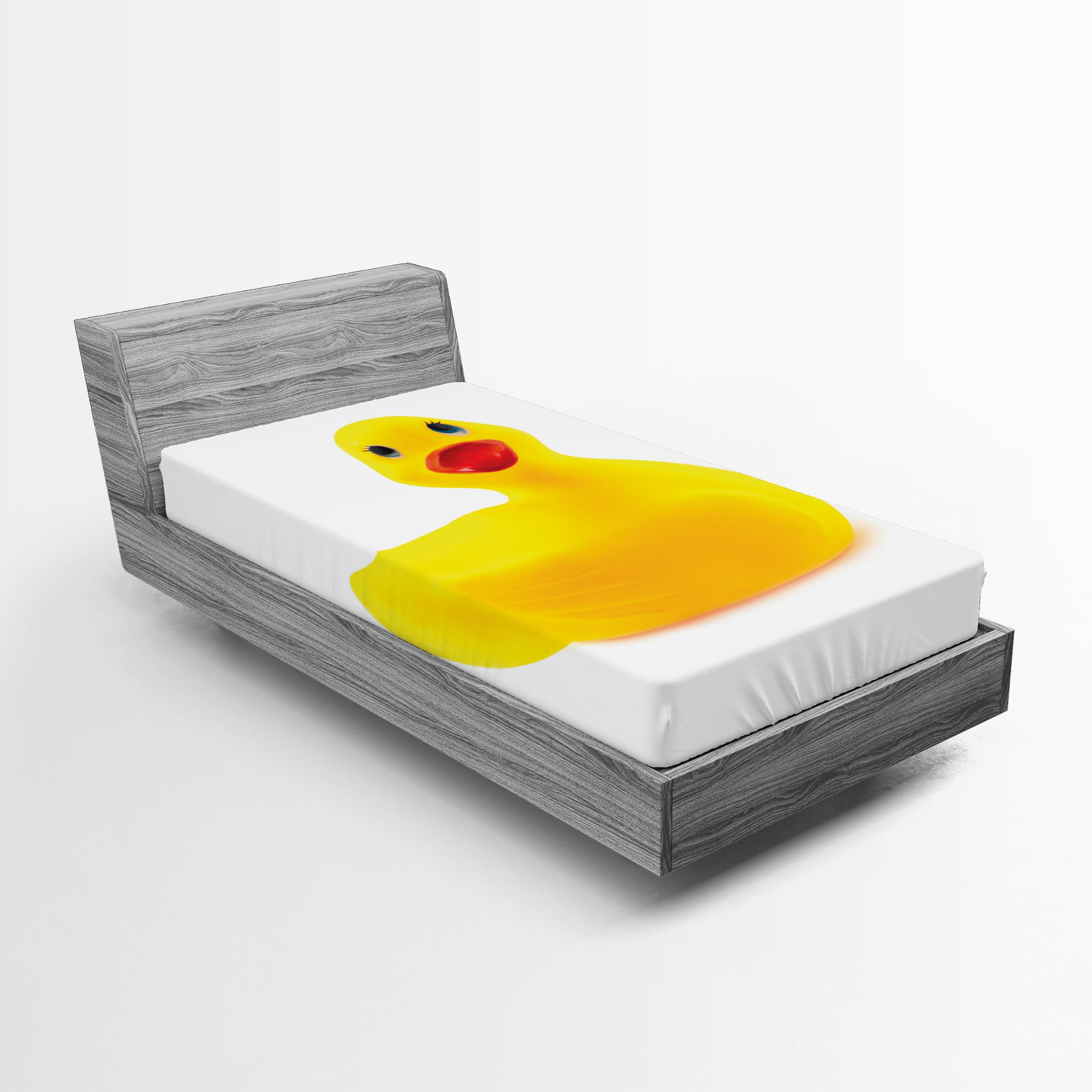 Ambesonne Rubber Duck Fitted Sheet, Yellow Ducky, Twin XL Size, White ...