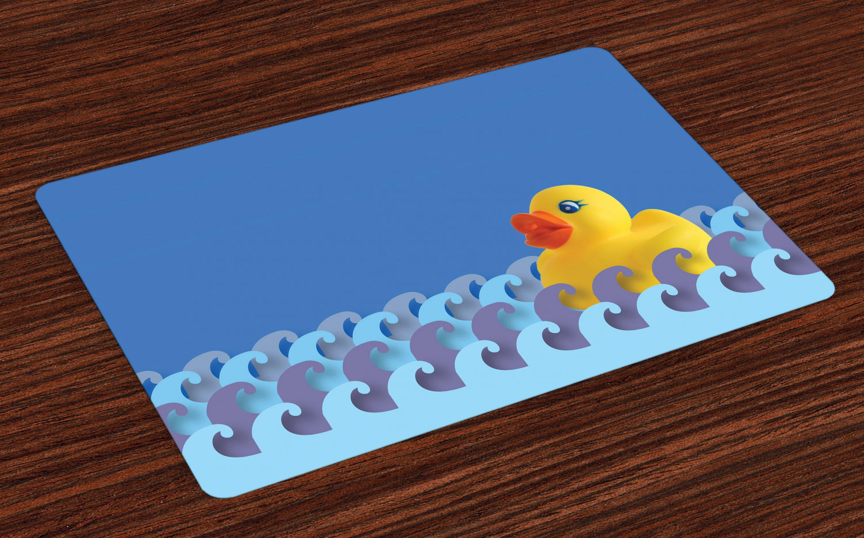 Ambesonne Rubber Duck Place Mats Set of 4, Floating Duck Waves ...