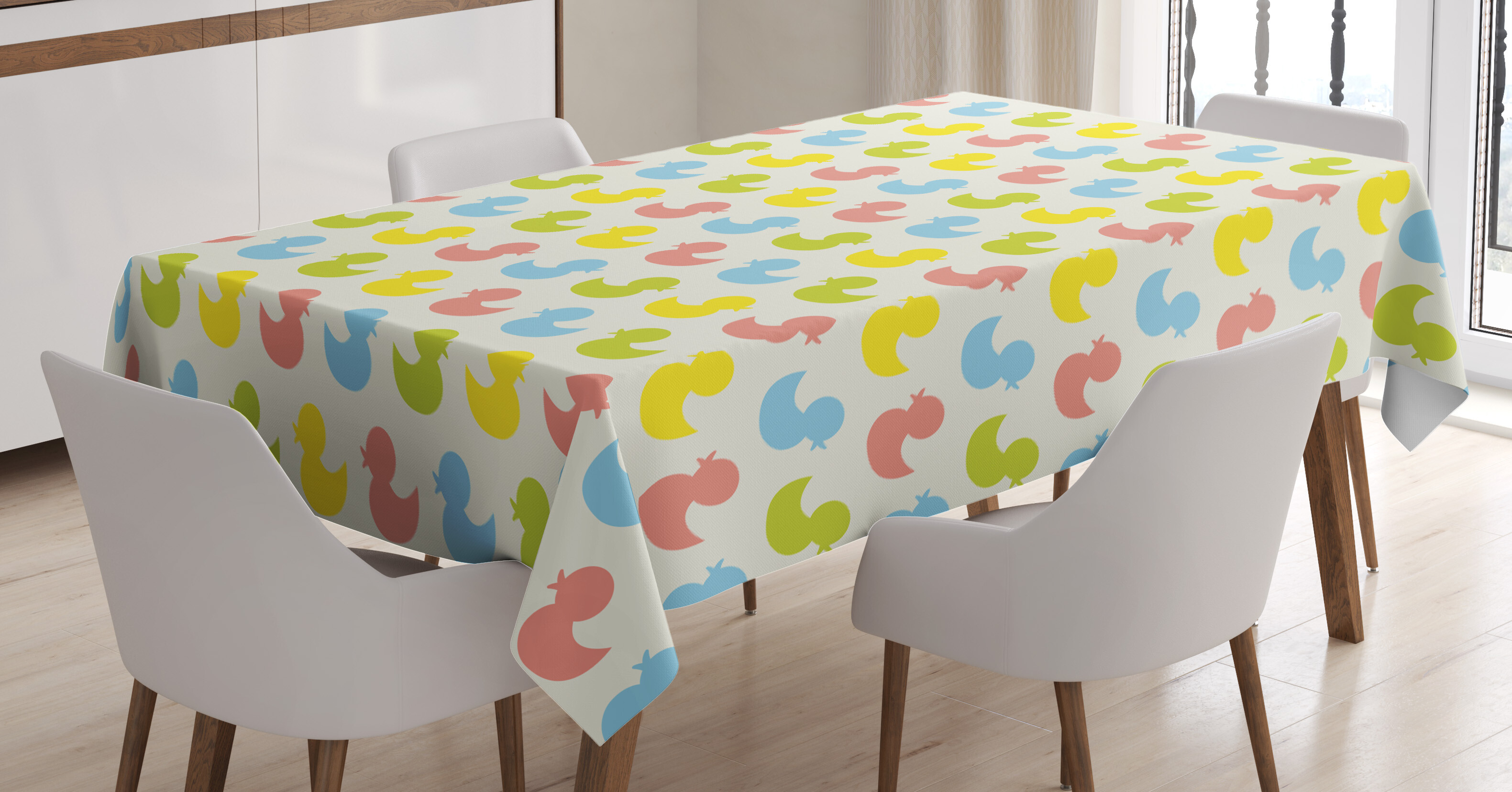 Ambesonne Rubber Duck Tablecloth Rectangular Table Cover, Colorful Art ...