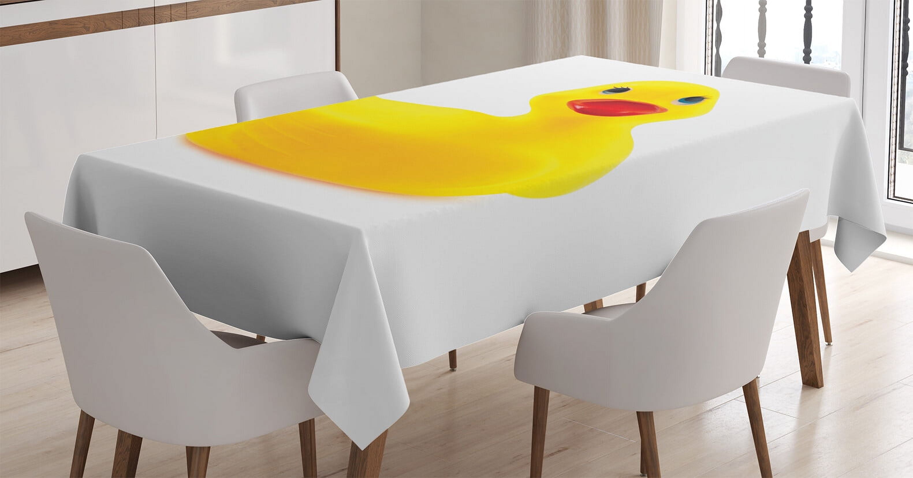 Ambesonne Rubber Duck Tablecloth Rectangular Table Cover, Yellow Ducky ...