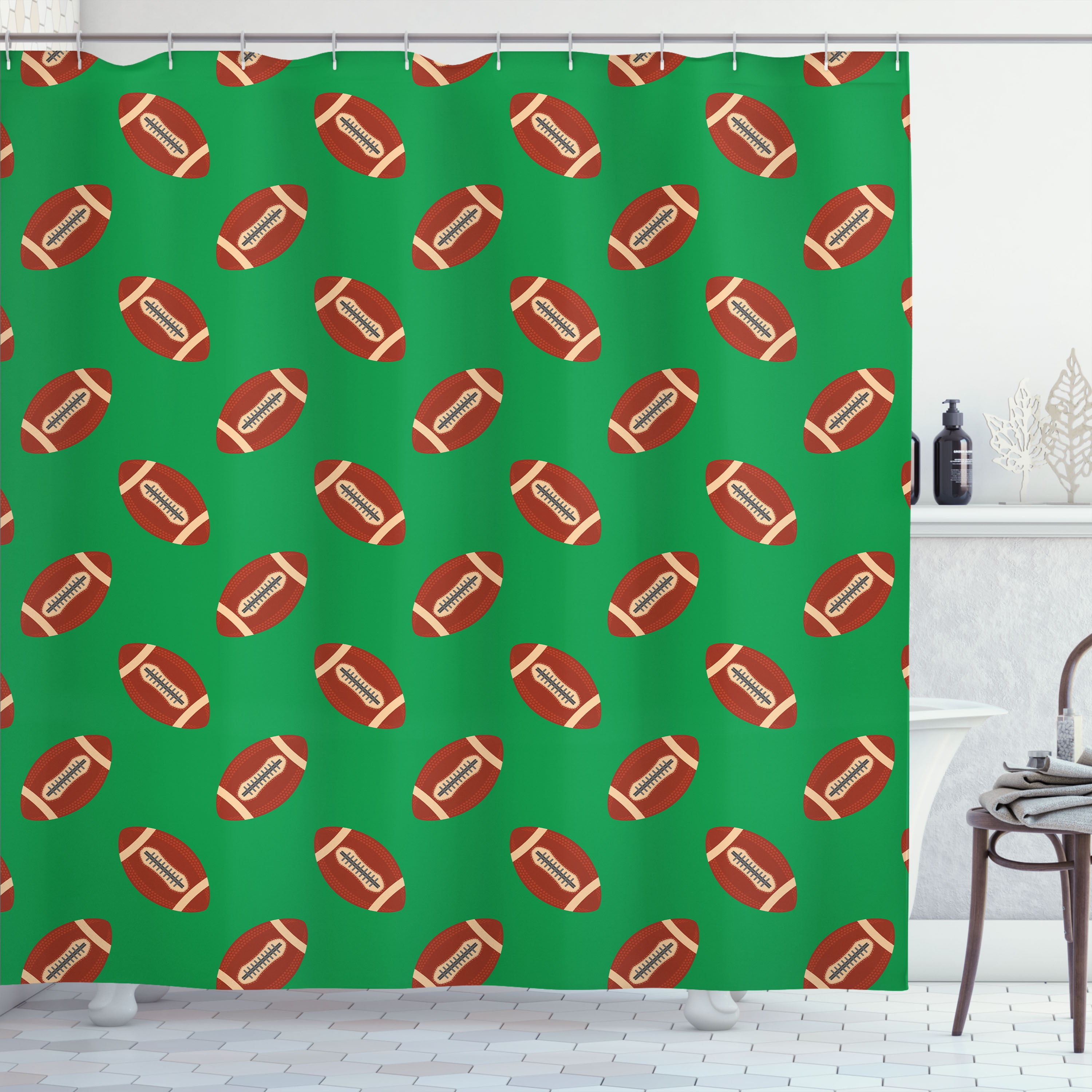 Ambesonne Rugby Shower Curtain, American Football Balls, 69"Wx75"L ...