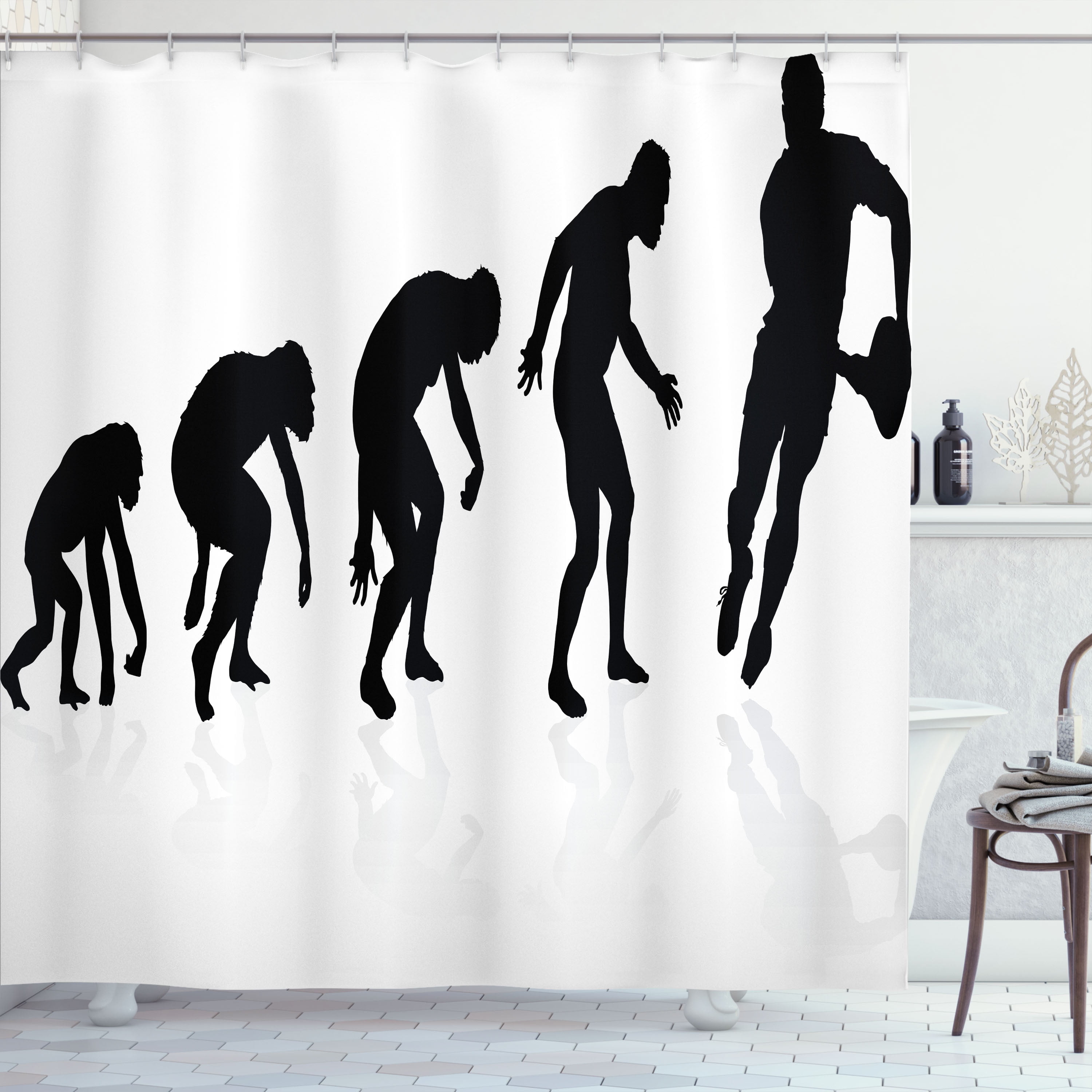 Ambesonne Rugby Shower Curtain, Evolution of Running Player, 69"Wx70"L ...